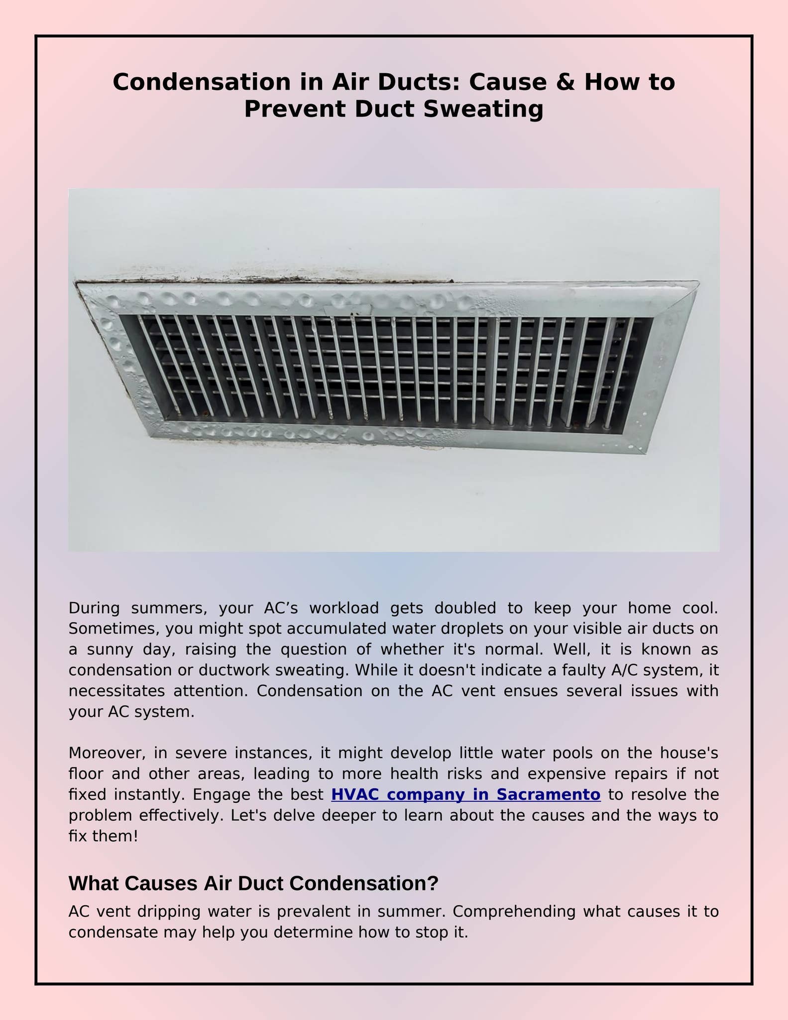 Condensation in Air Ducts: Cause & How to Prevent It by Ace Plumbing ...