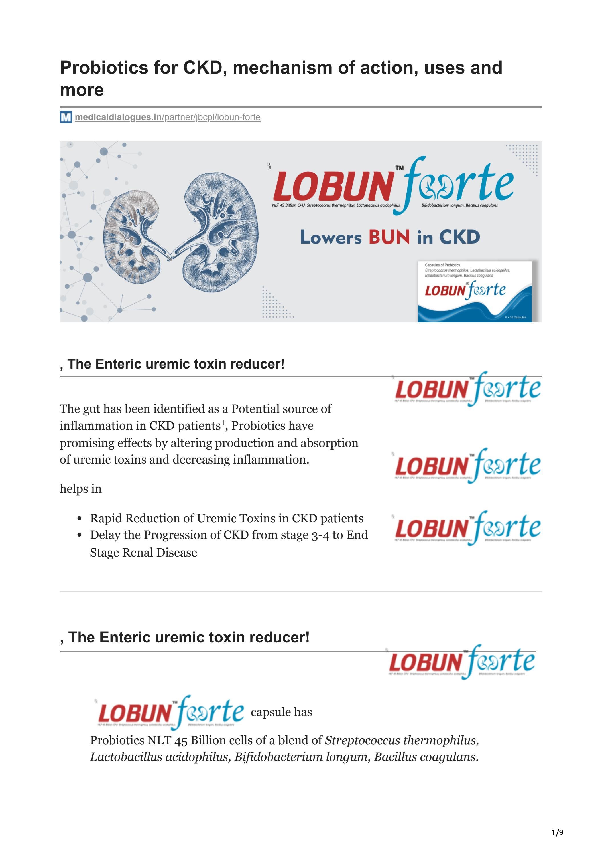 Lobun Forte: Probiotics for CKD by Medical Dialogues - Issuu