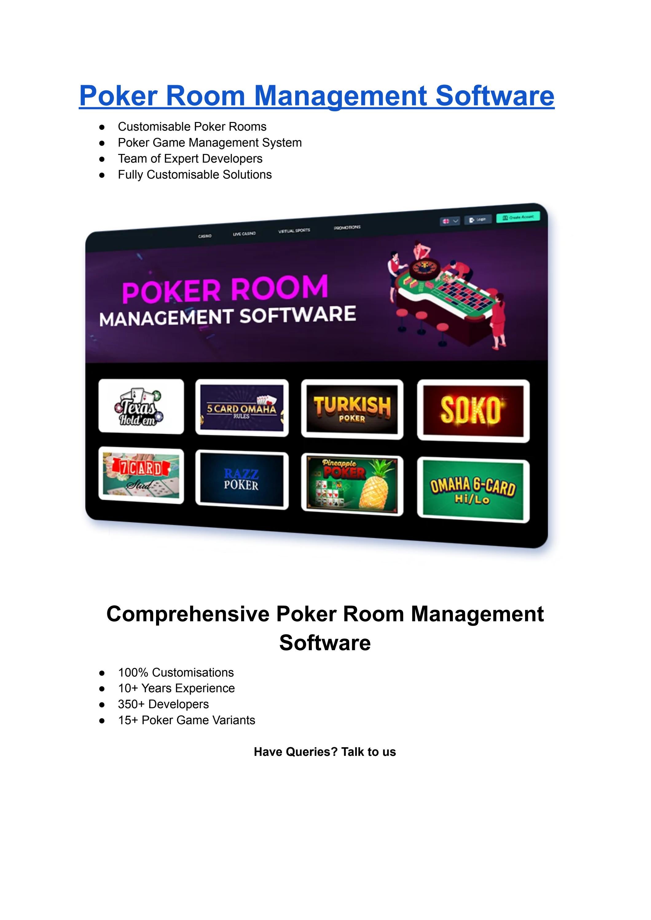 Poker Room Management Software by Josephemma - Issuu