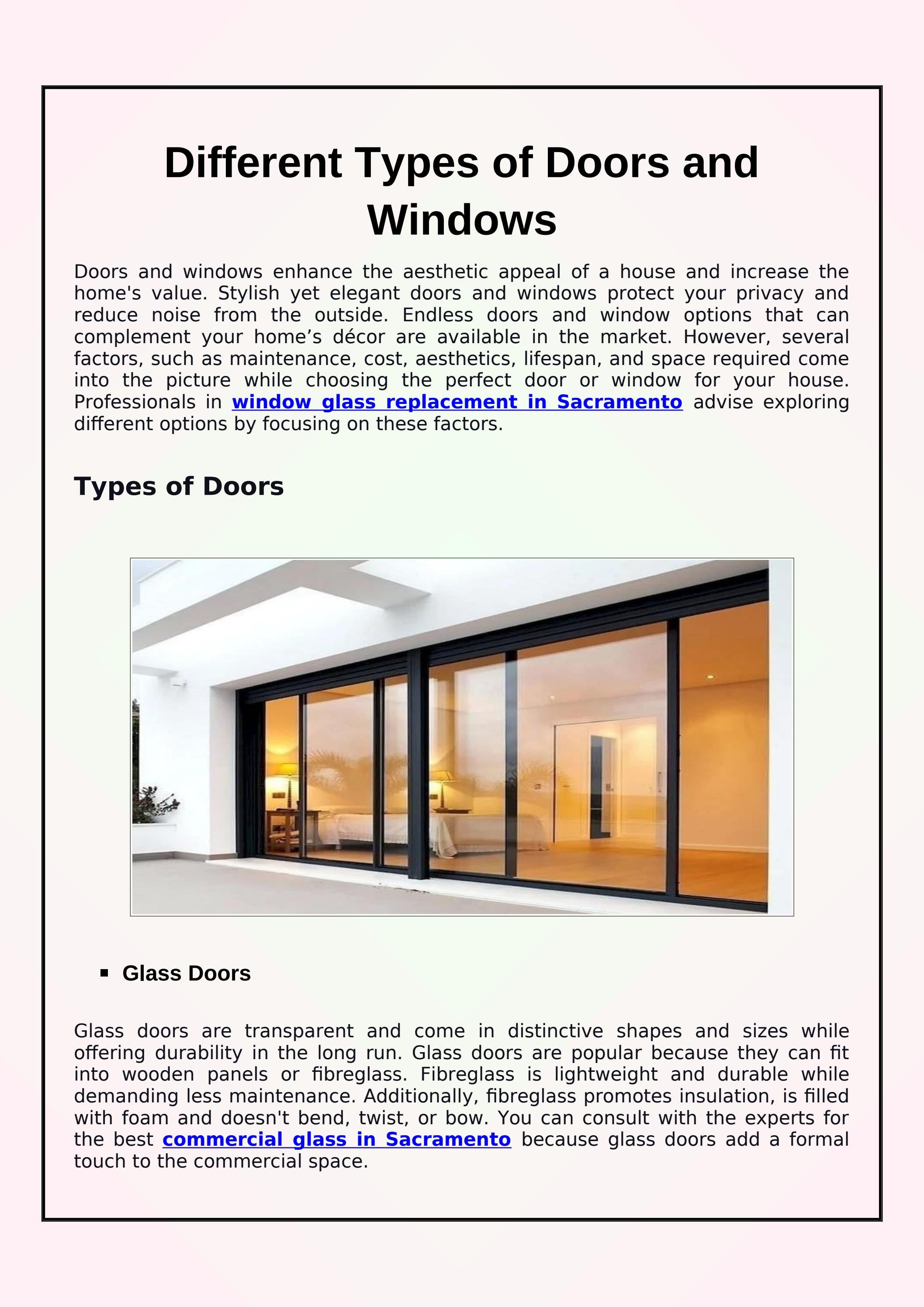 What Are the Types of Doors and Windows by Central Glass Inc - Issuu