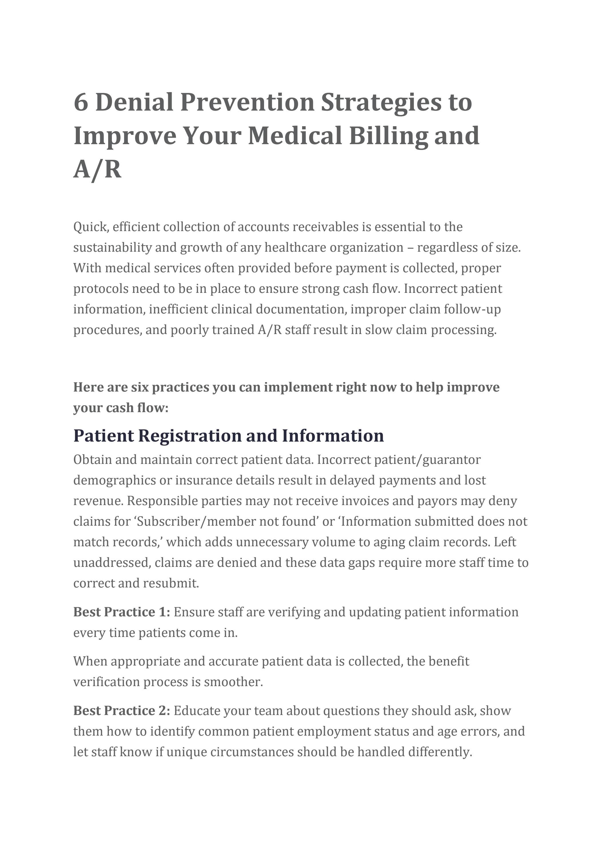 6 Denial Prevention Strategies To Improve Your Medical Billing And A R