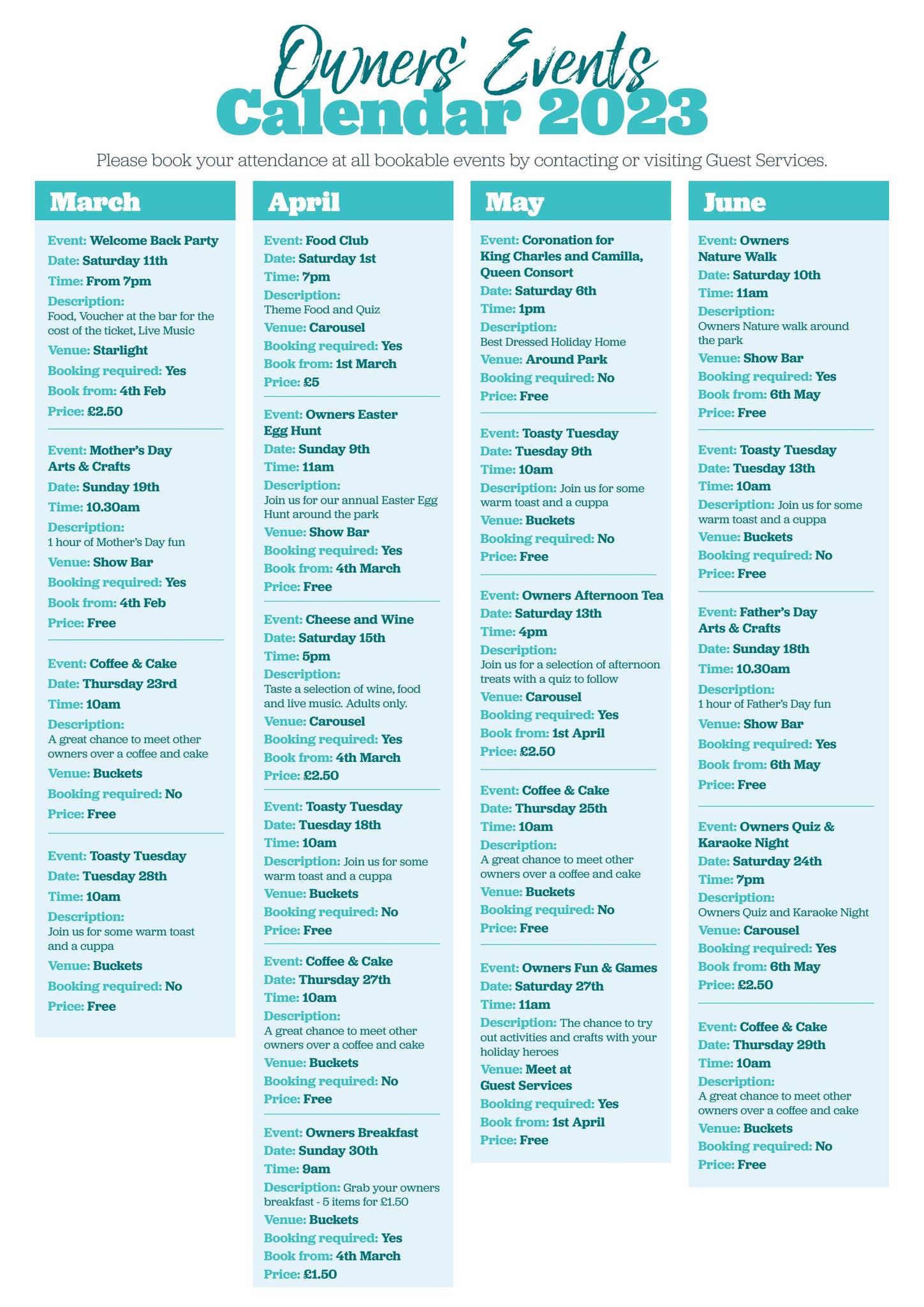 CLE - Owner Events Calendar 2023 by Away Resorts - Issuu