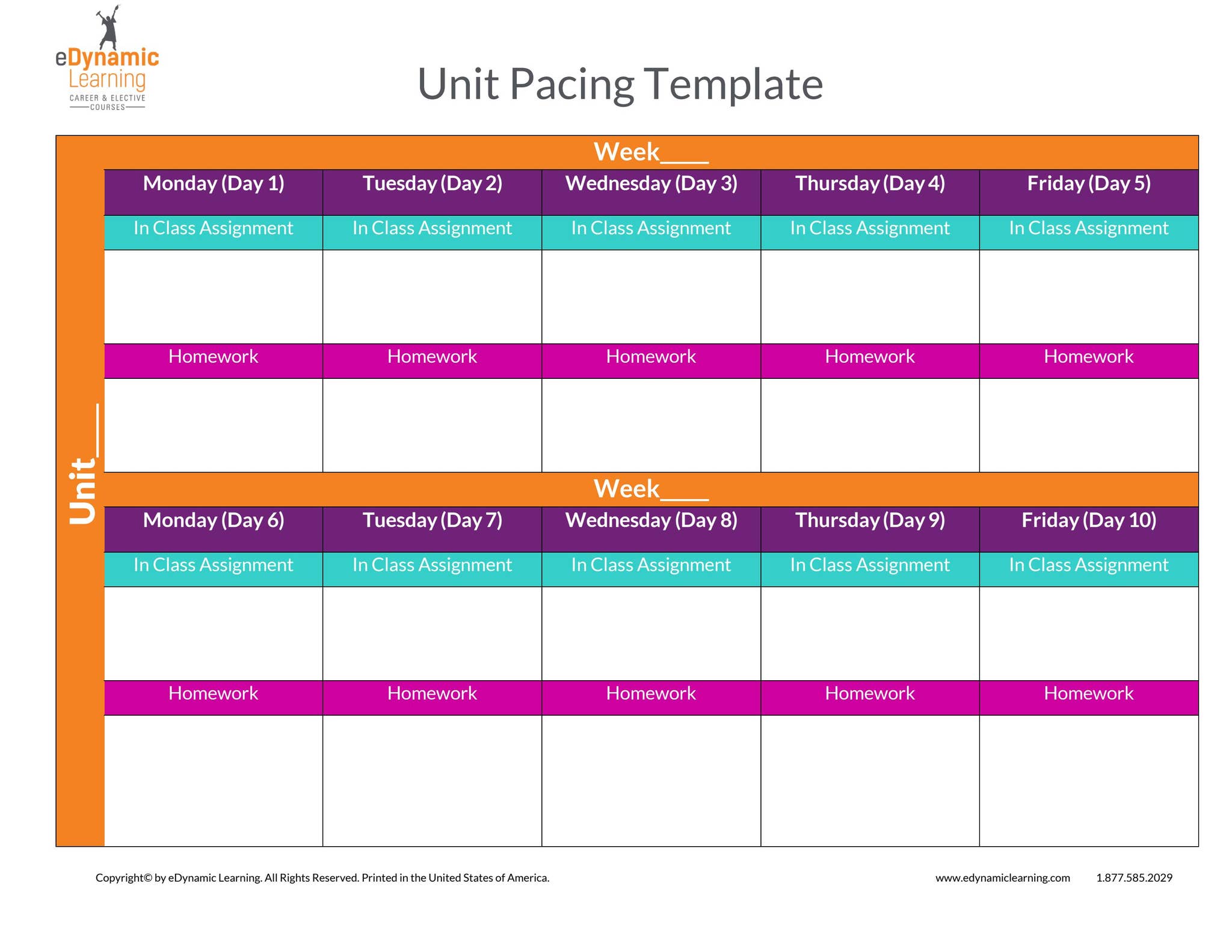 Unit Pacing Template by edynamiclearning - Issuu