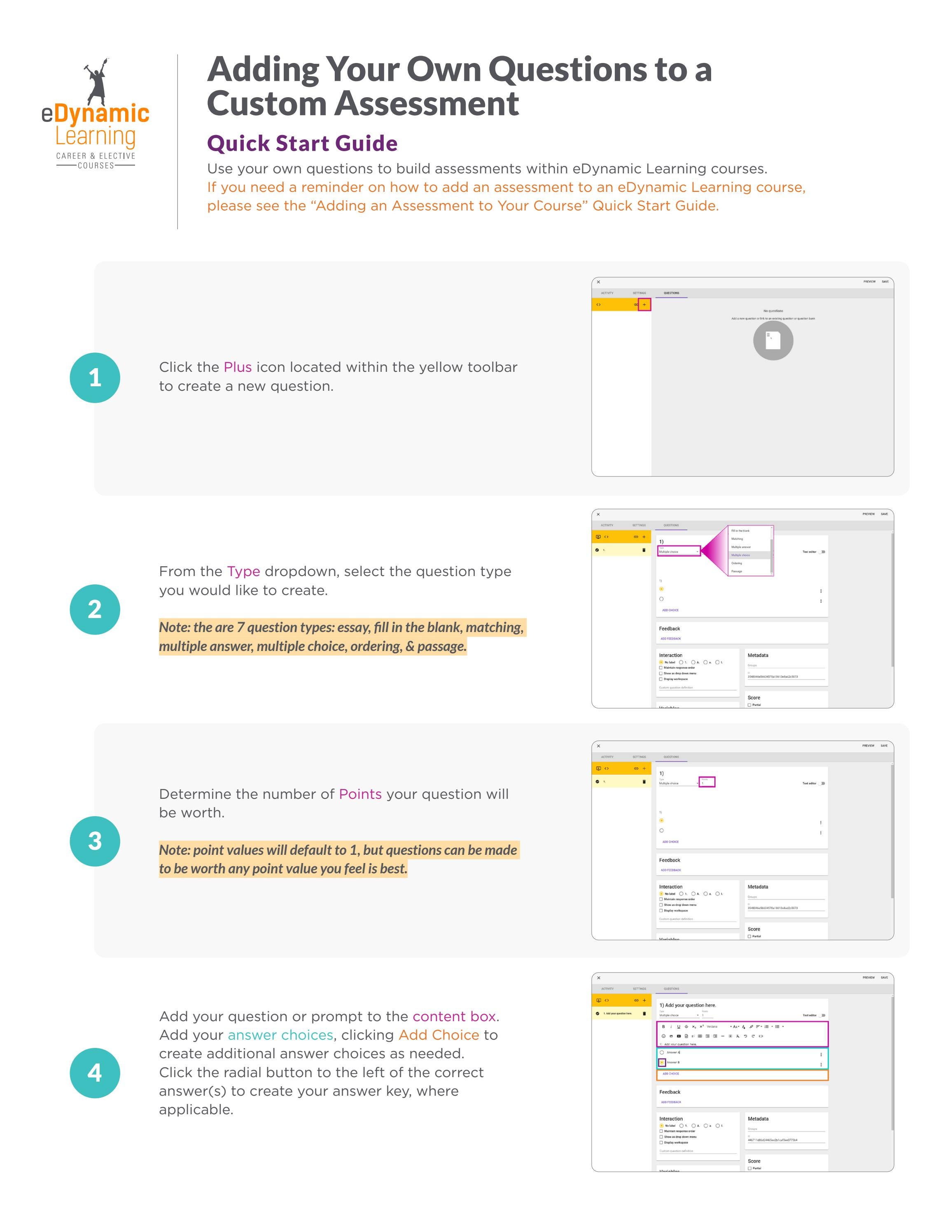 Adding Your Own Questions to a Custom Assessment by edynamiclearning ...