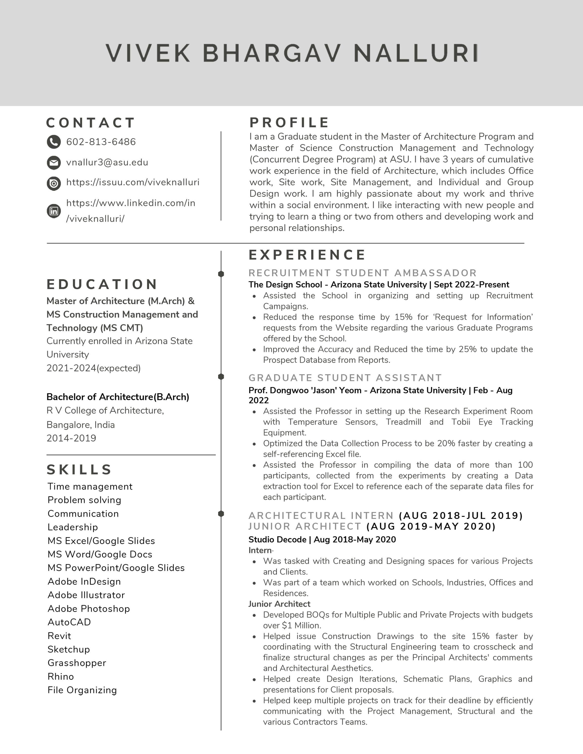 Resume - Vivek Nalluri by Vivek Nalluri - Issuu