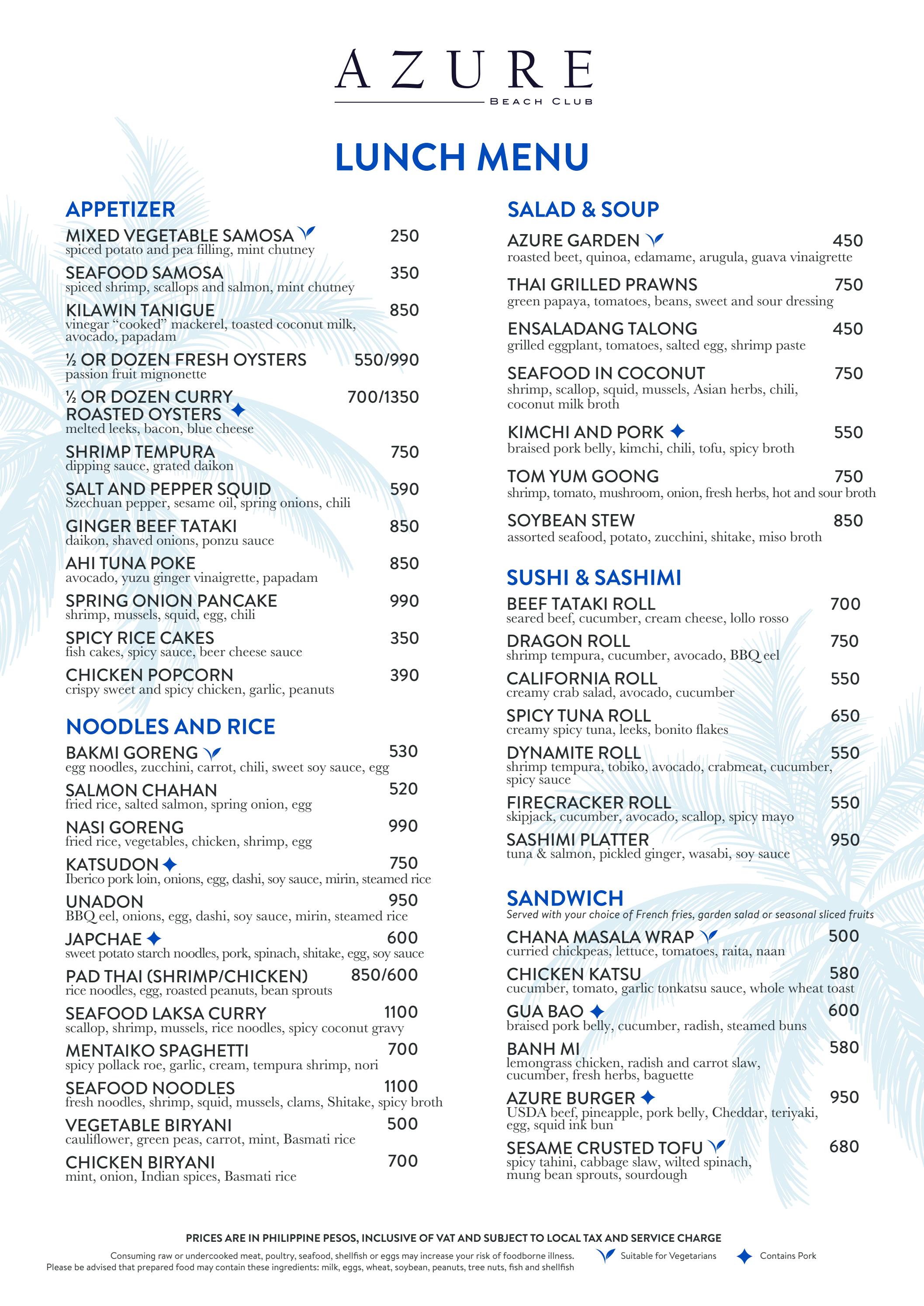 Azure Beach Club Menu by Crimson Resort and Spa, Boracay - Issuu