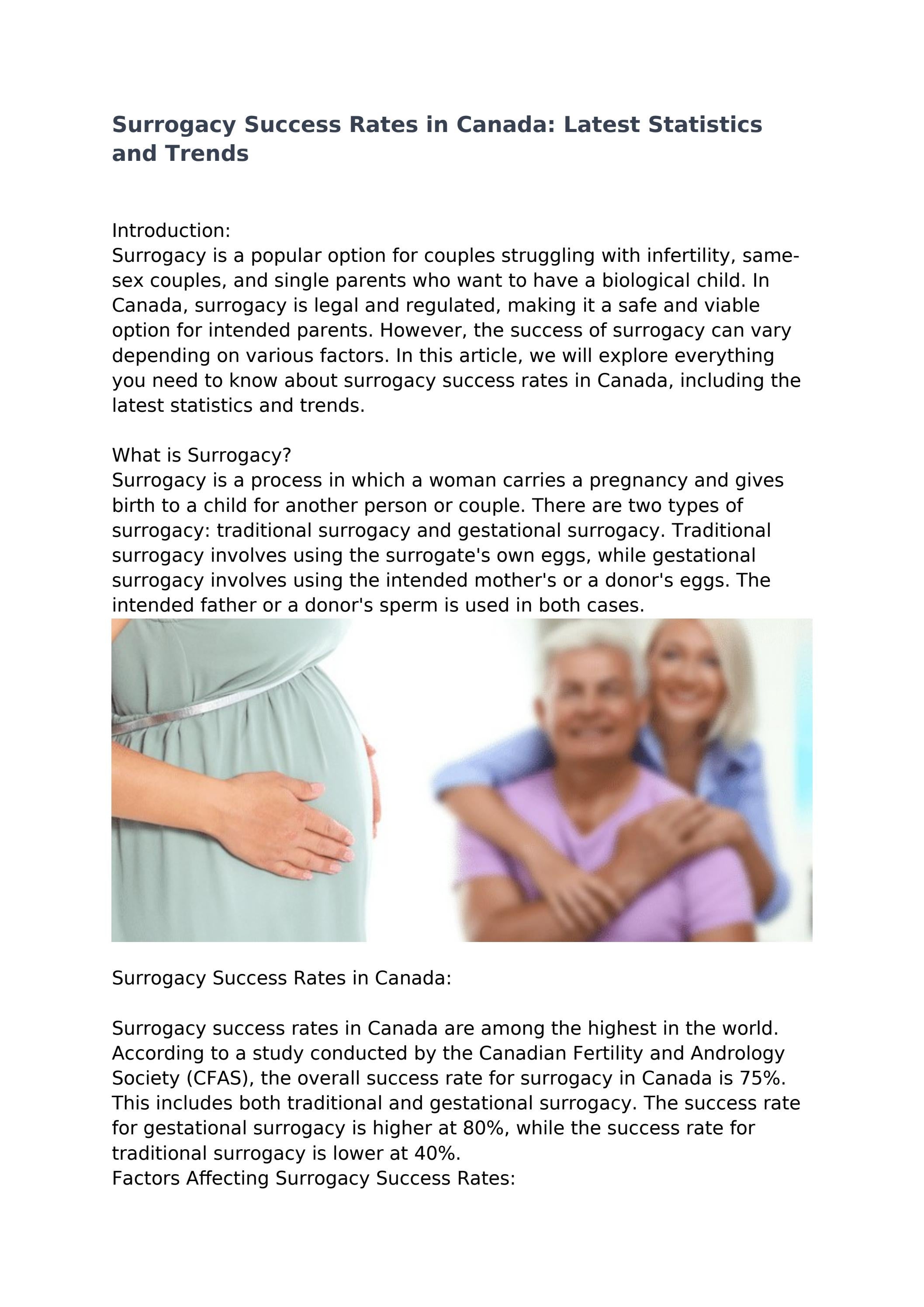 Surrogacy Success Rates in Canada - Latest Statistics and Trends by ...