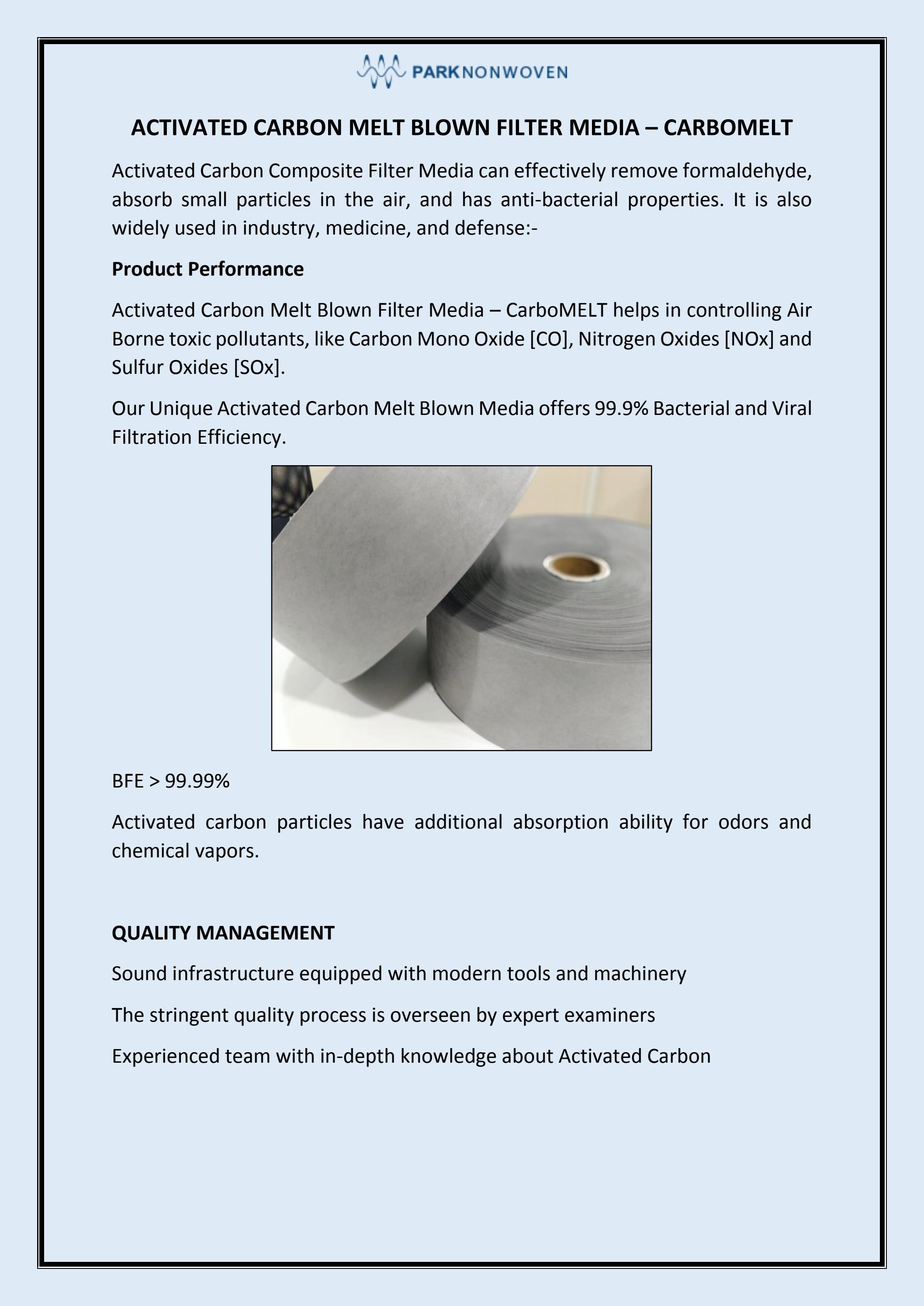 Activated Carbon Composite Filter Media - Parknonwoven by mahi sharma ...