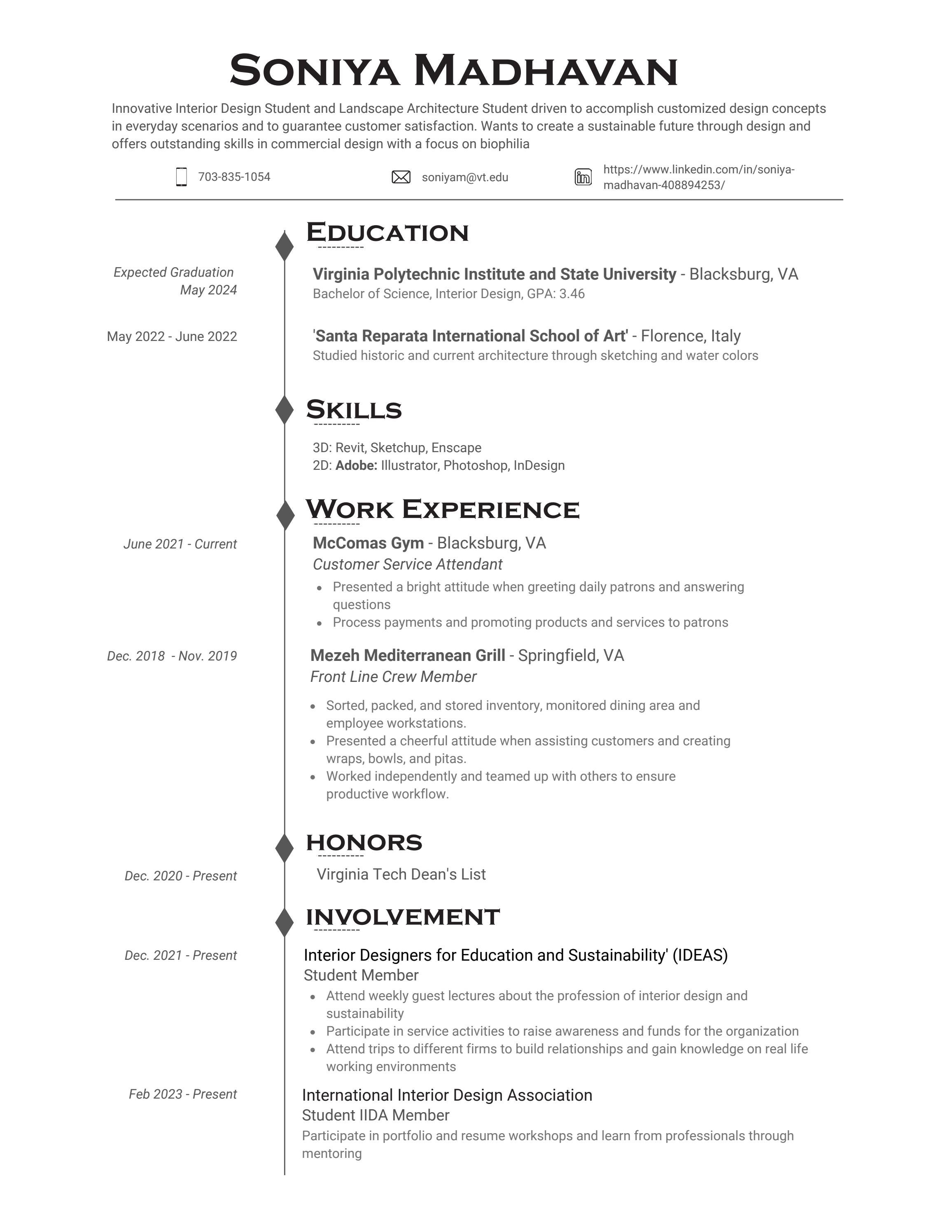 2023 Interior Design Resume by Soniya Madhavan - Issuu