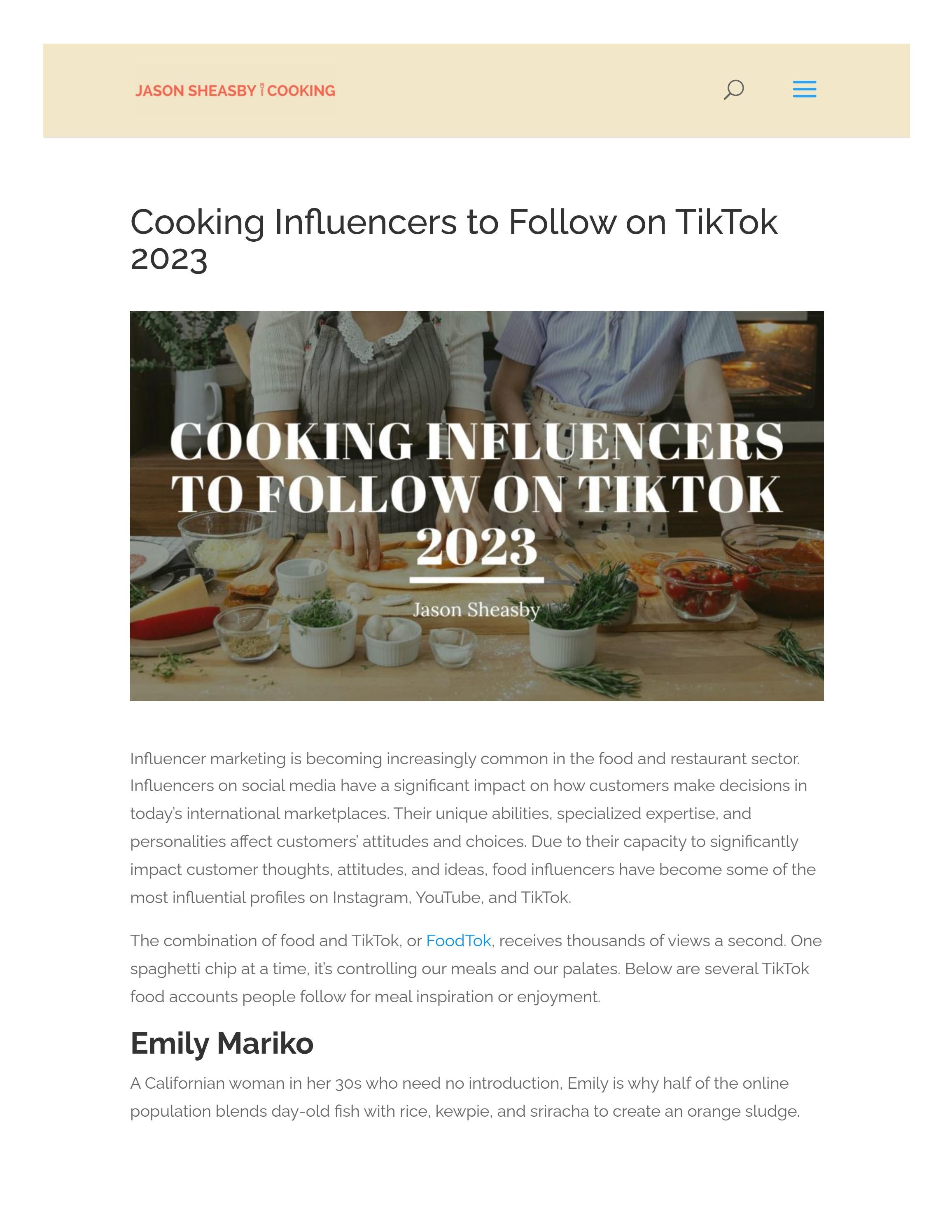 Cooking Influencers to Follow on TikTok 2023 by Jason Sheasby - Issuu