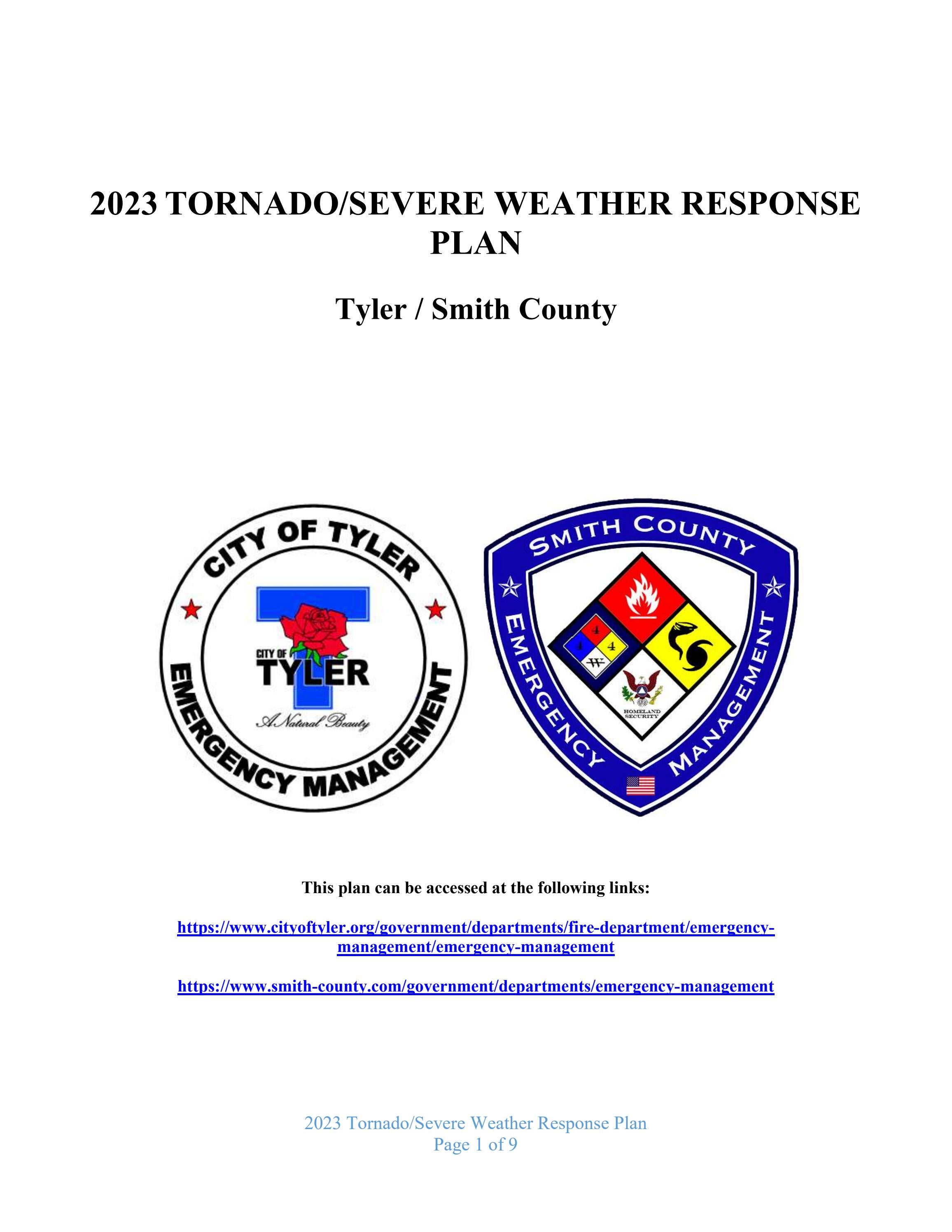 2023 Tyler / Smith County Tornado - Severe Weather Response Plan by ...