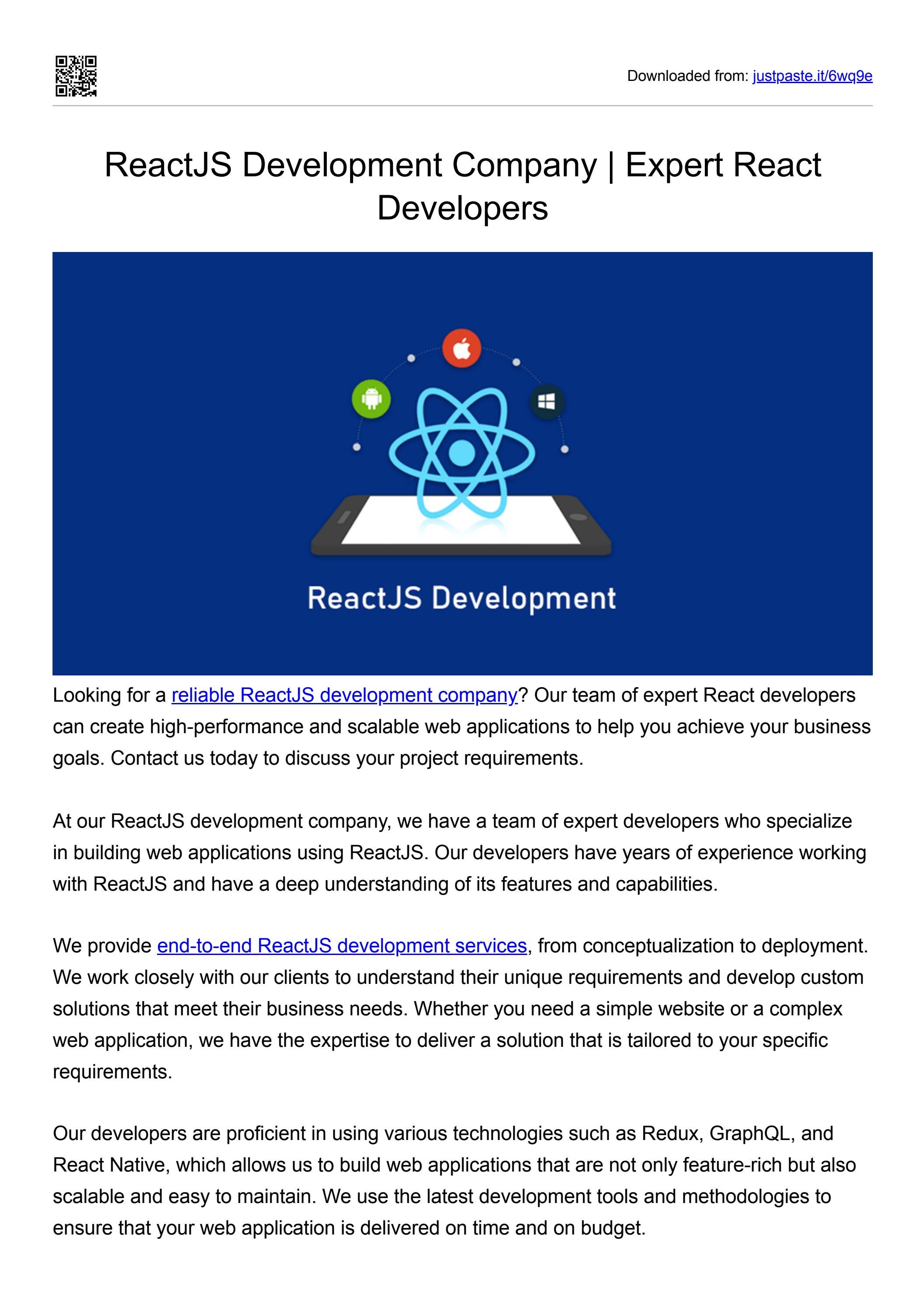 ReactJS Development Company | Expert React Developers by Priya Sinha ...