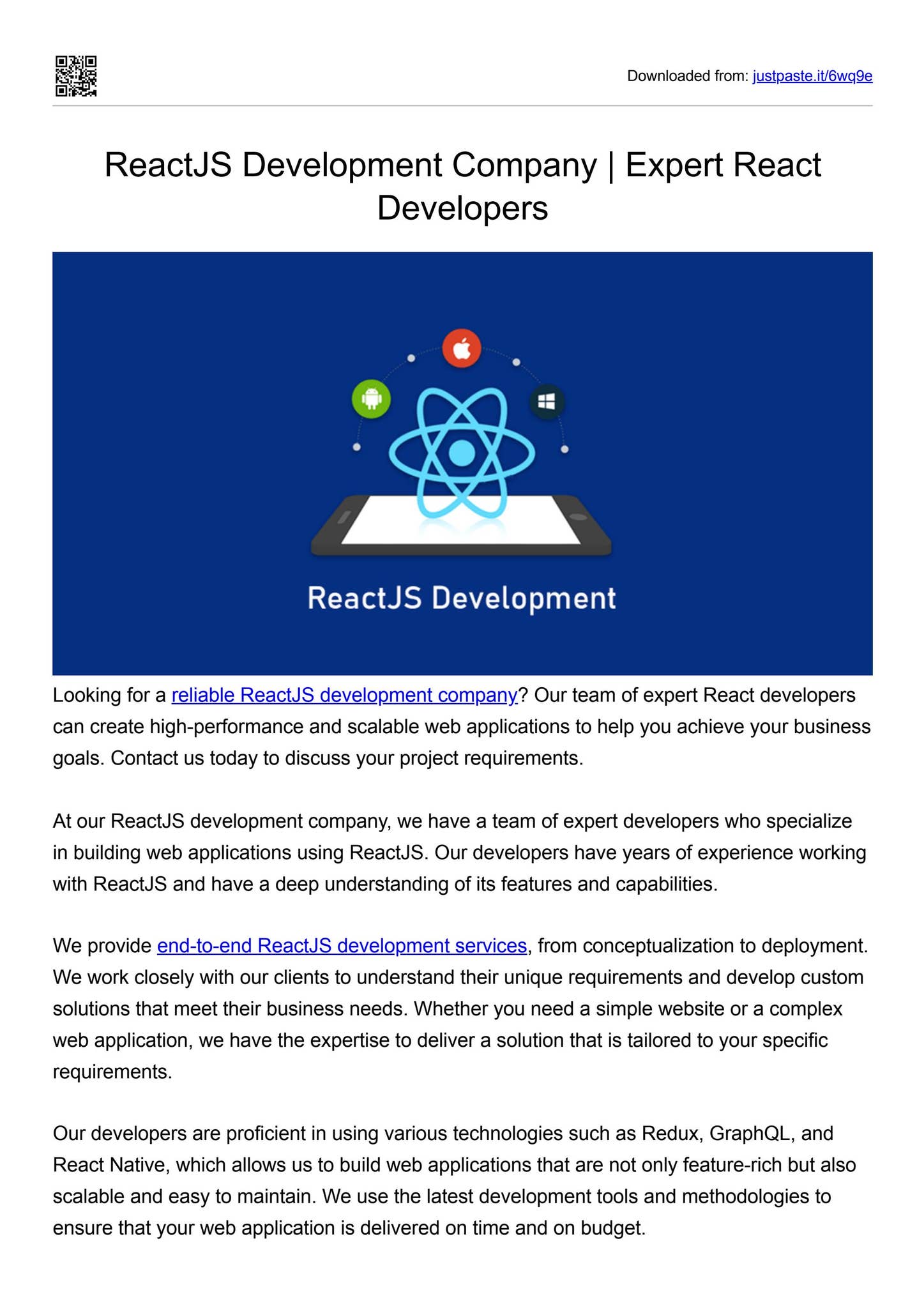 ReactJS Development Company | Expert React Developers by Priya Sinha ...