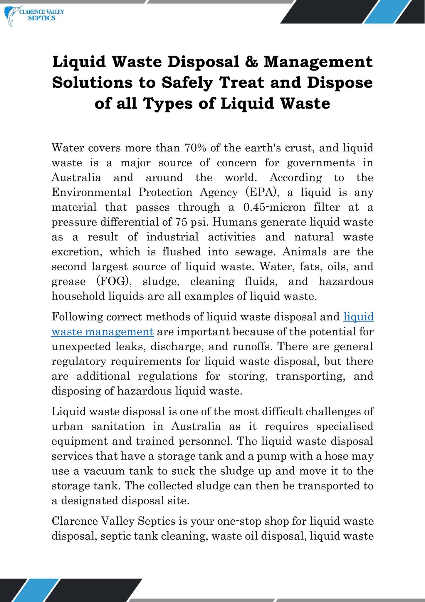 Liquid Waste Disposal & Management Solutions to Safely Treat and ...