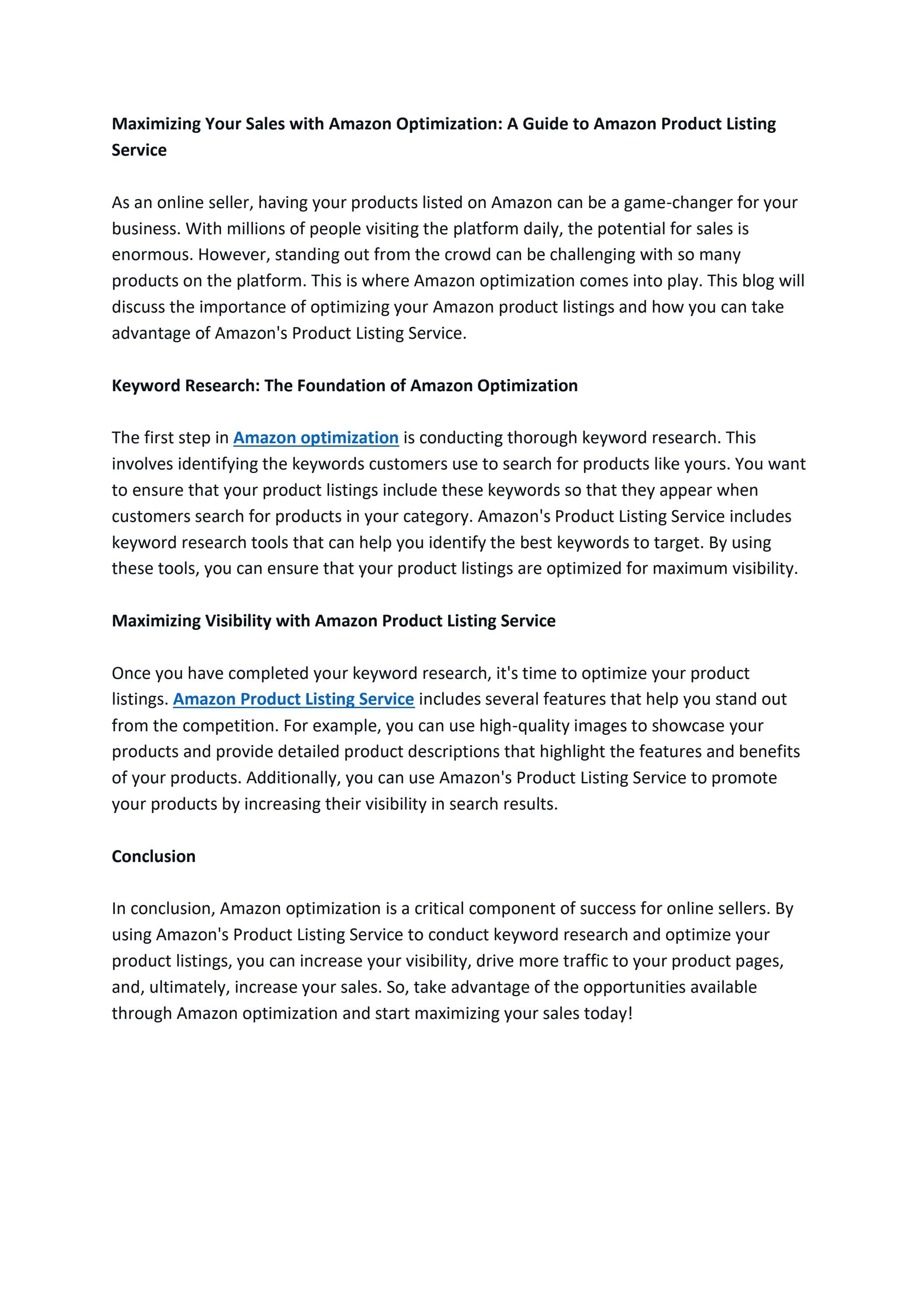 Maximizing Your Sales with Amazon Optimization: A Guide to Amazon ...