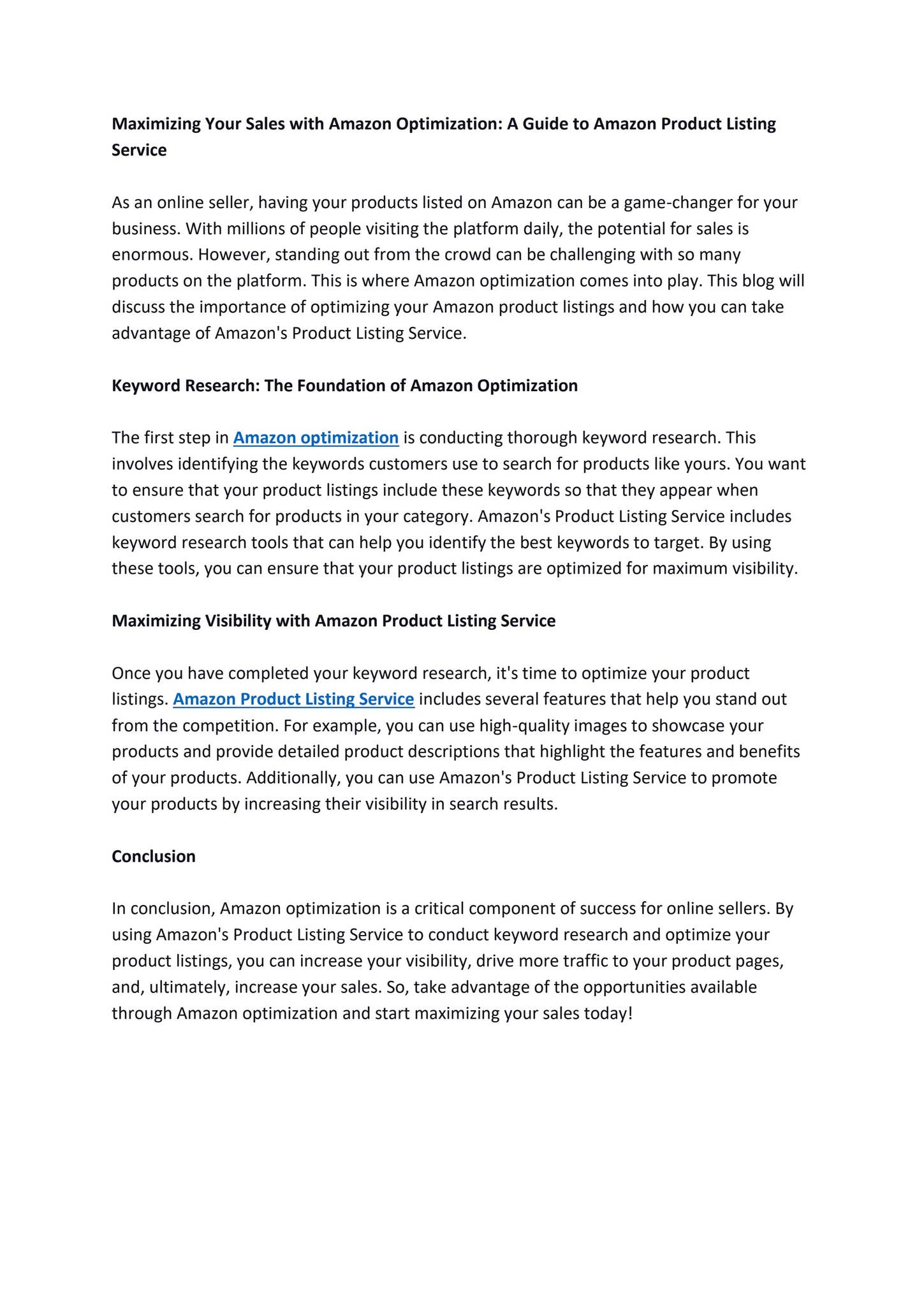 Maximizing Your Sales with Amazon Optimization: A Guide to Amazon ...