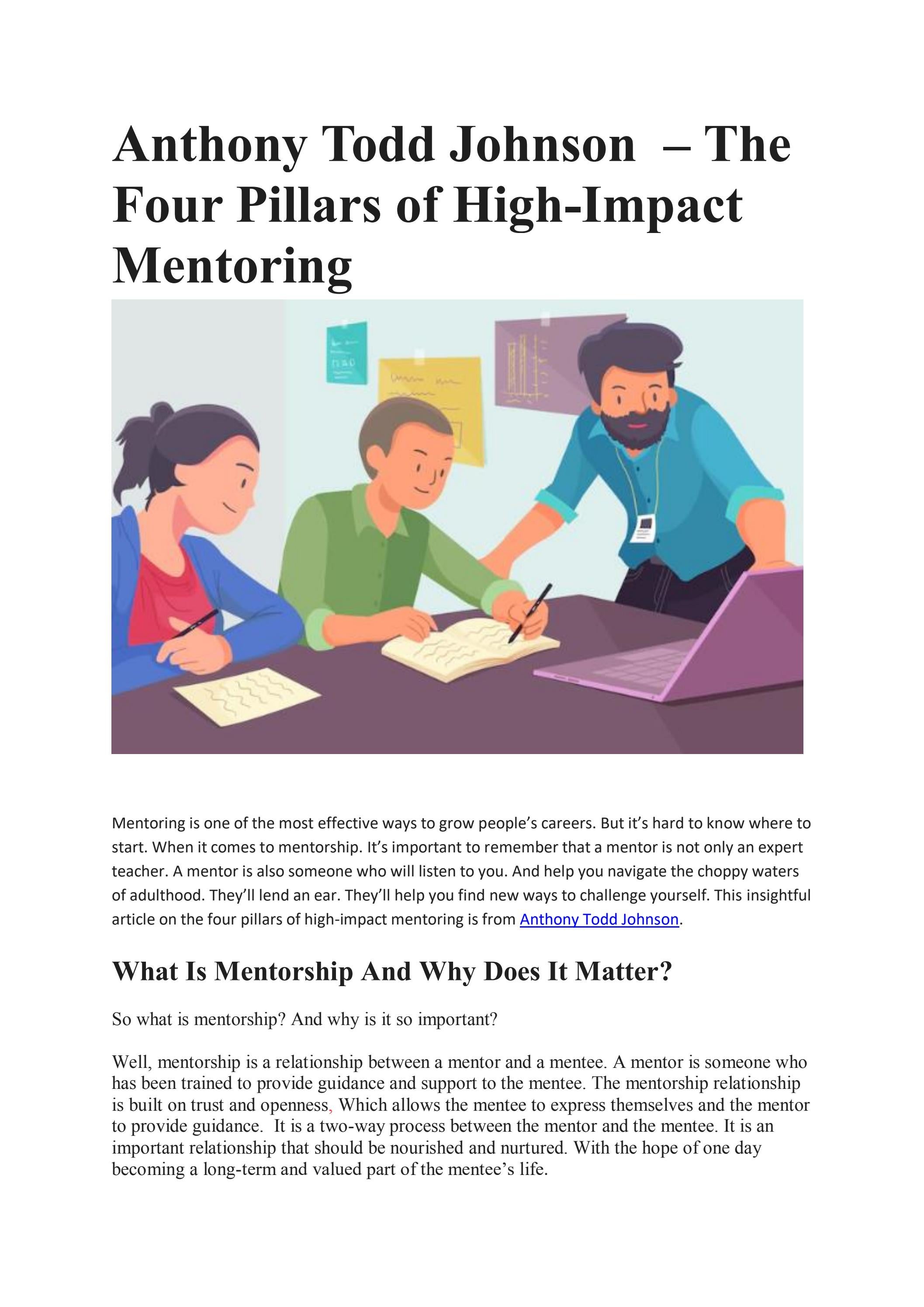 Pillars Of High Impact Mentoring by Anthony Todd Johnson - Issuu