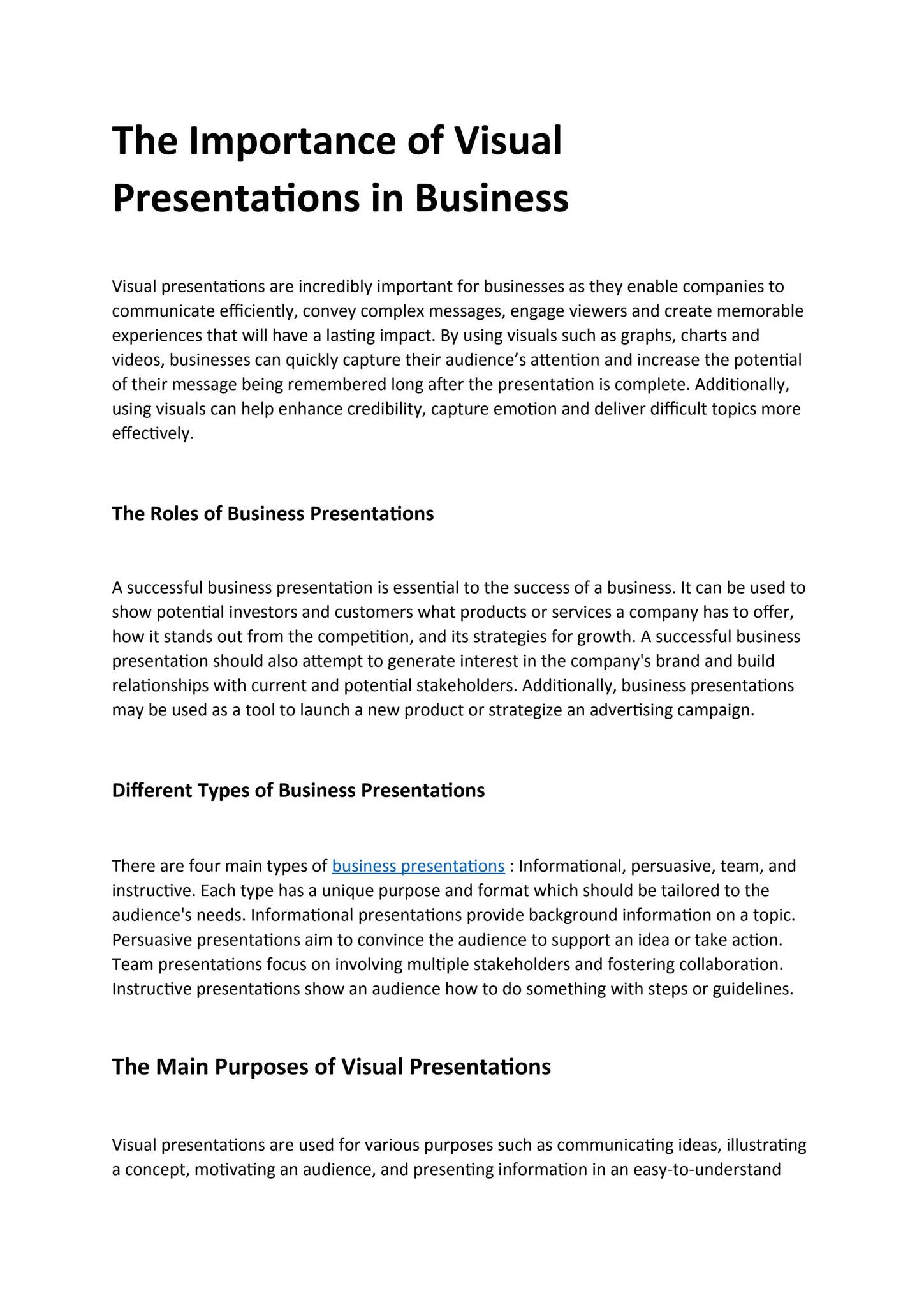 The Importance of Visual Presentations in Business by visualsculptors ...