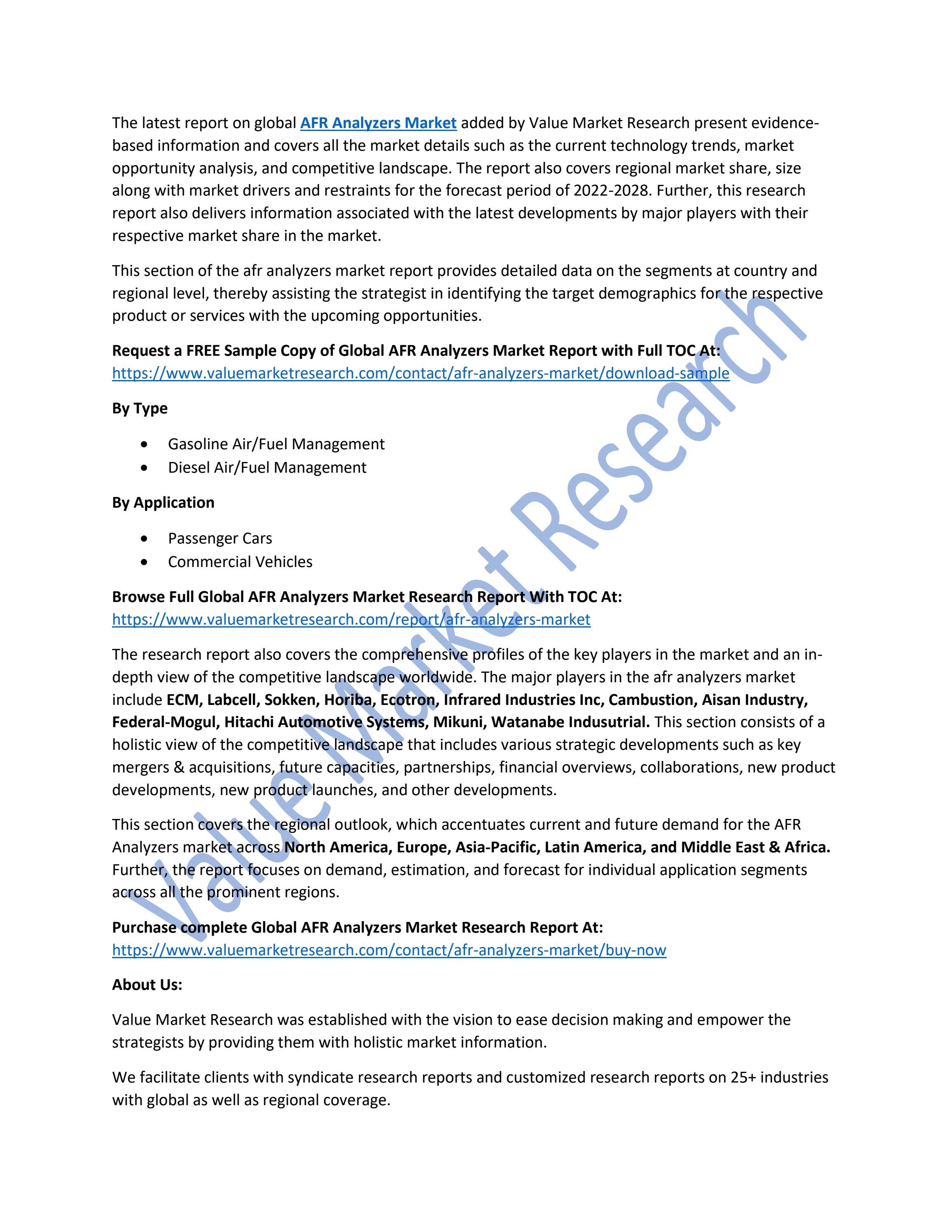 AFR Analyzers Market Trends and Forecast Report to 2028 by global ...