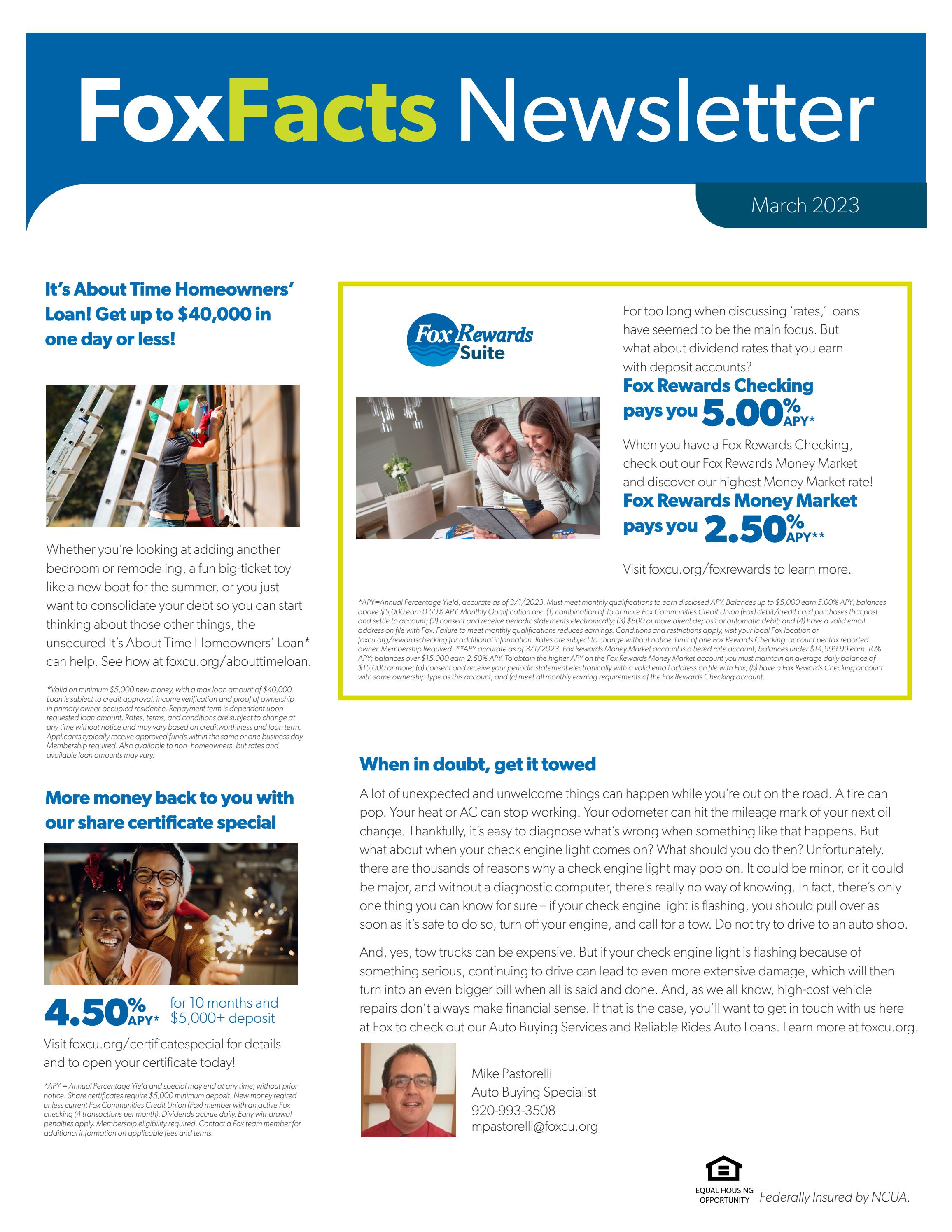 Fox Facts Newsletter - March 2023 by Fox Communities Credit Union - Issuu