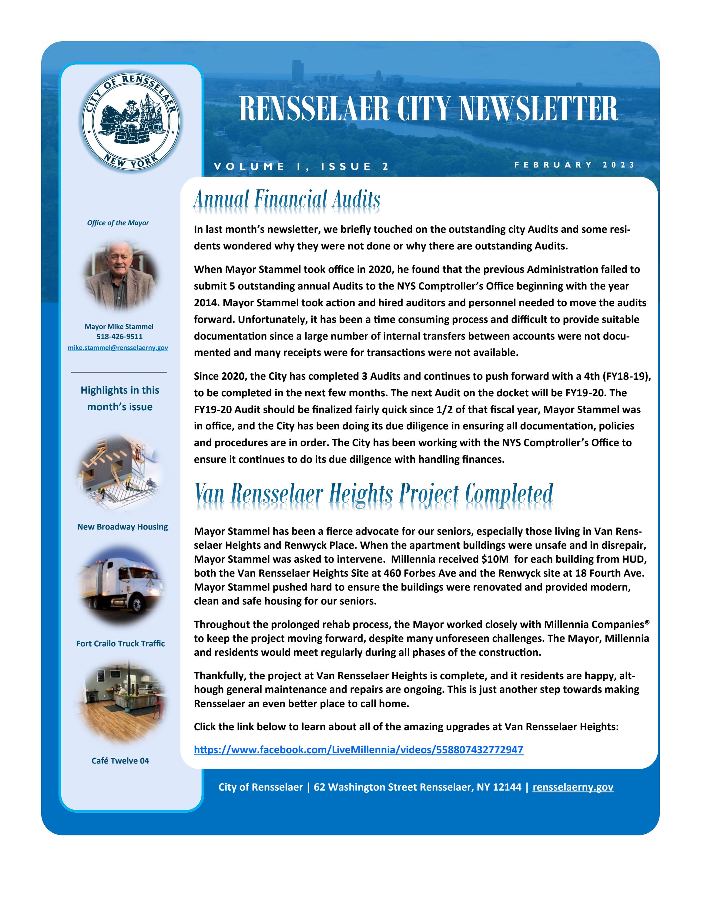 Rensselaer City Newsletter February 2023 by City of Rensselaer, NY - Issuu