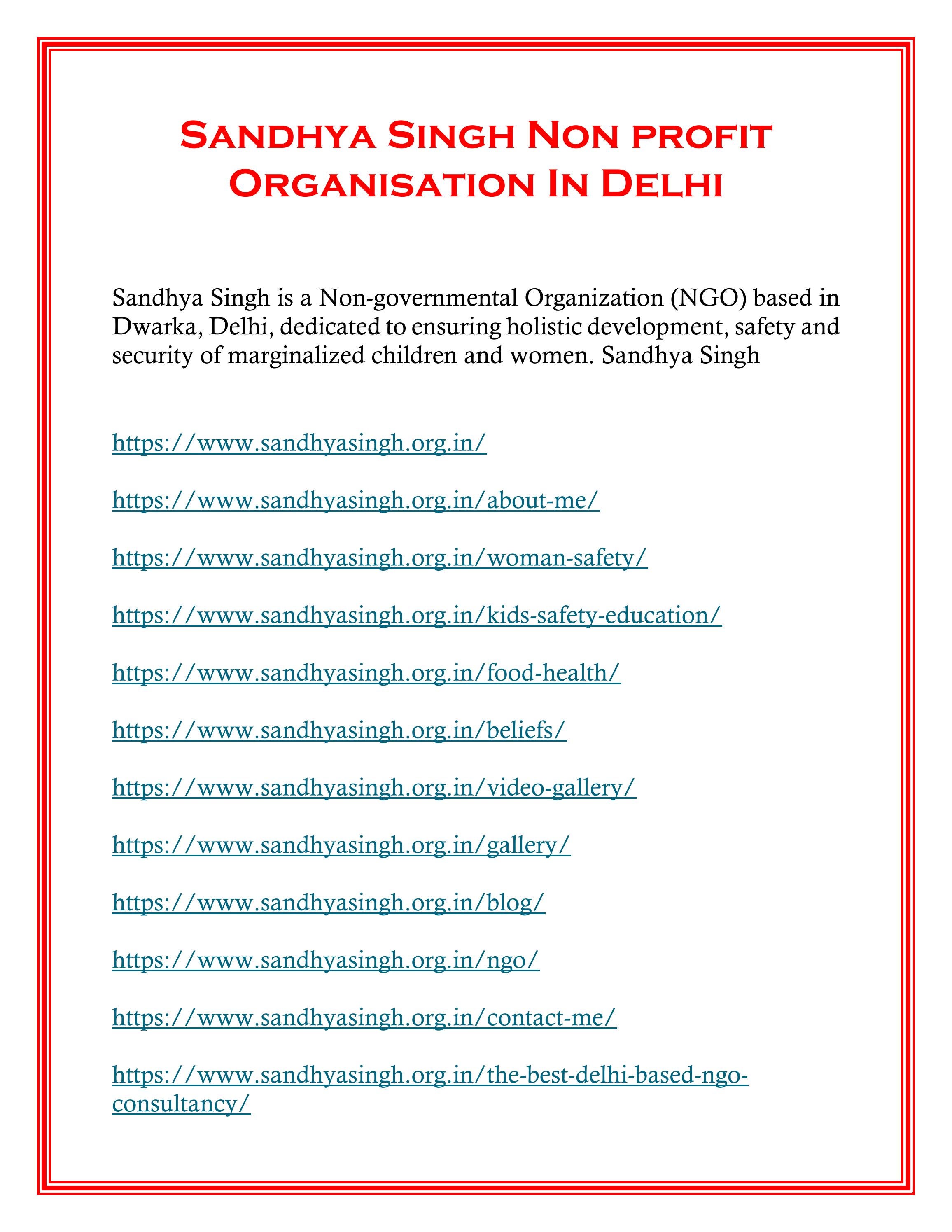Sandhya Singh Non profit Organisation In Delhi by SandhyaSingh11 - Issuu