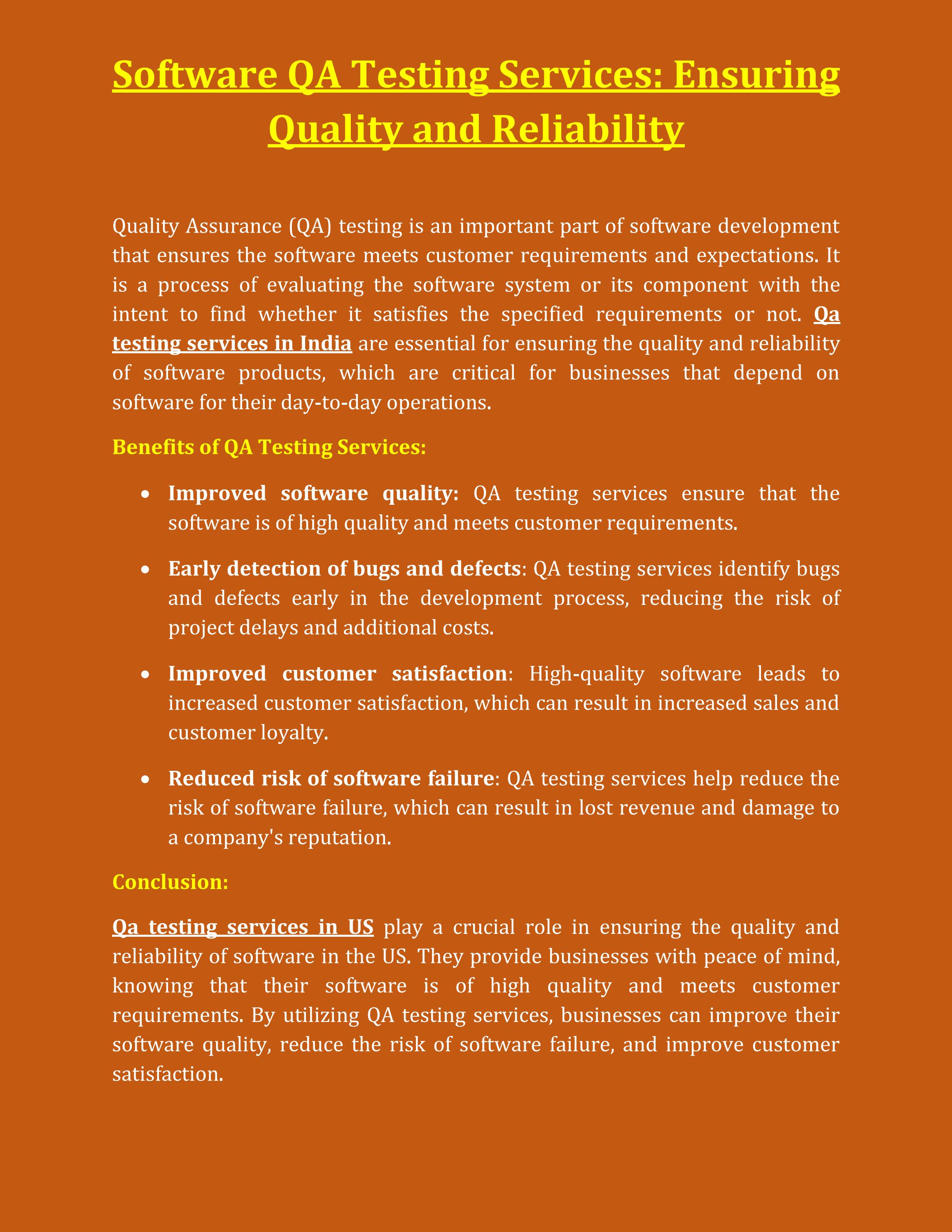 Software Qa Testing Services Ensuring Quality And Reliability By Sakshipatel8890 Issuu