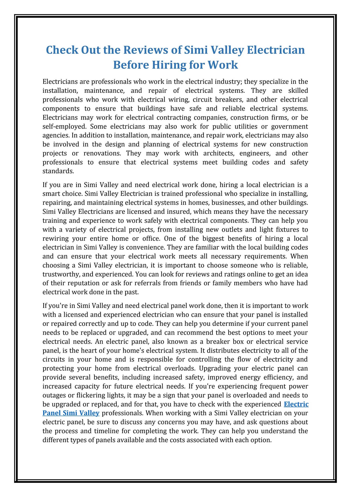 Check Out the Reviews of Simi Valley Electrician Before Hiring for Work ...