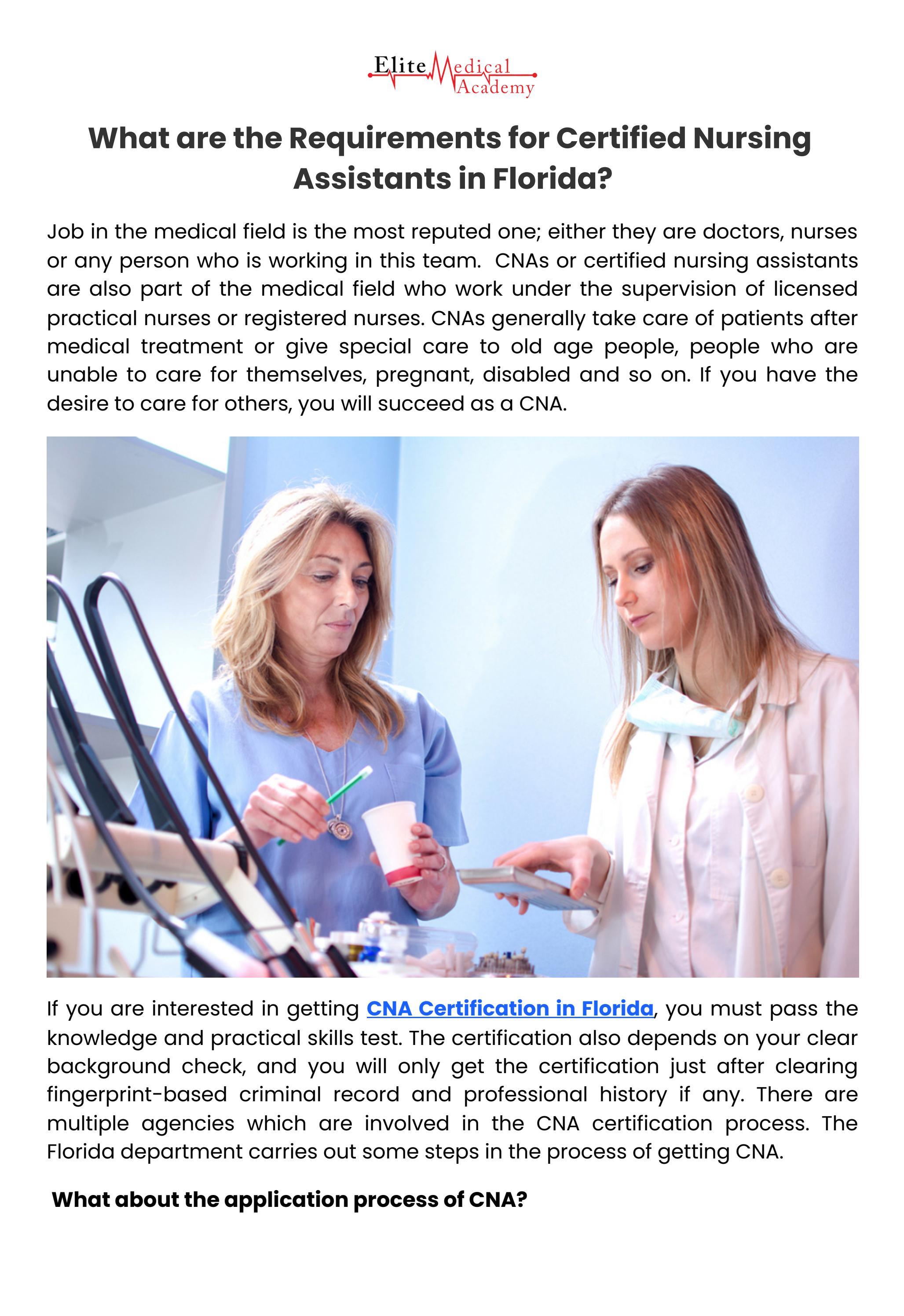What are the Requirements for Certified Nursing Assistants in Florida ...