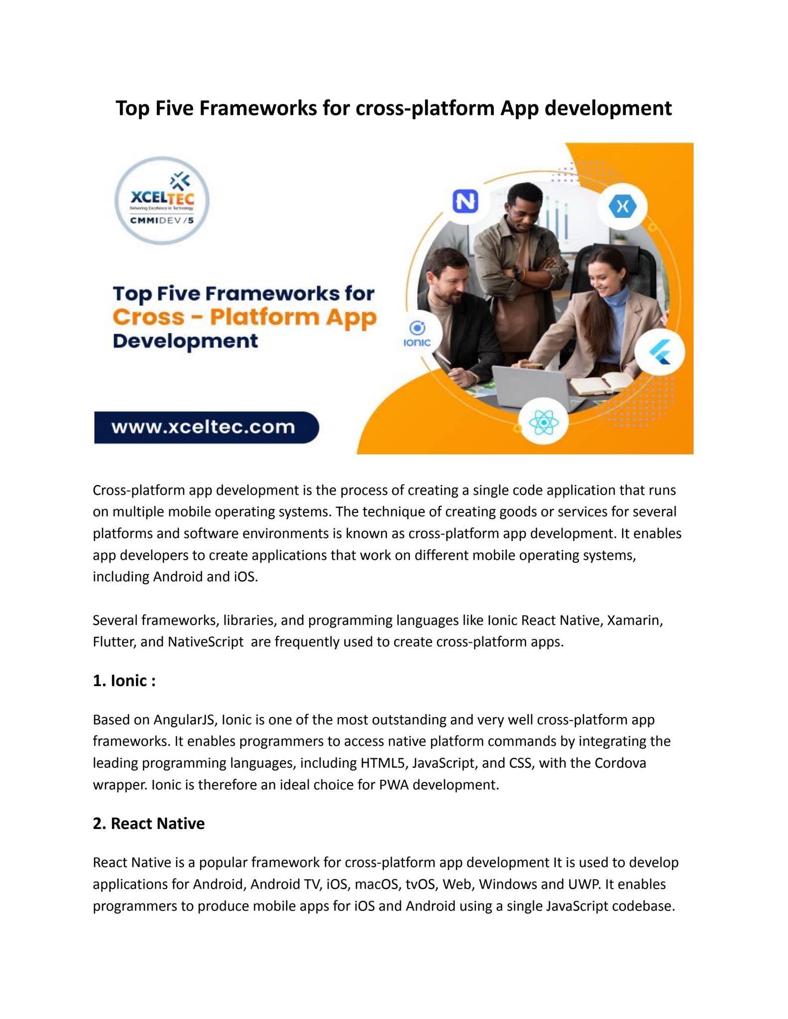 Cross-platform apps development Company in USA | XcelTec by XcelTec Interactive Private Limited ...