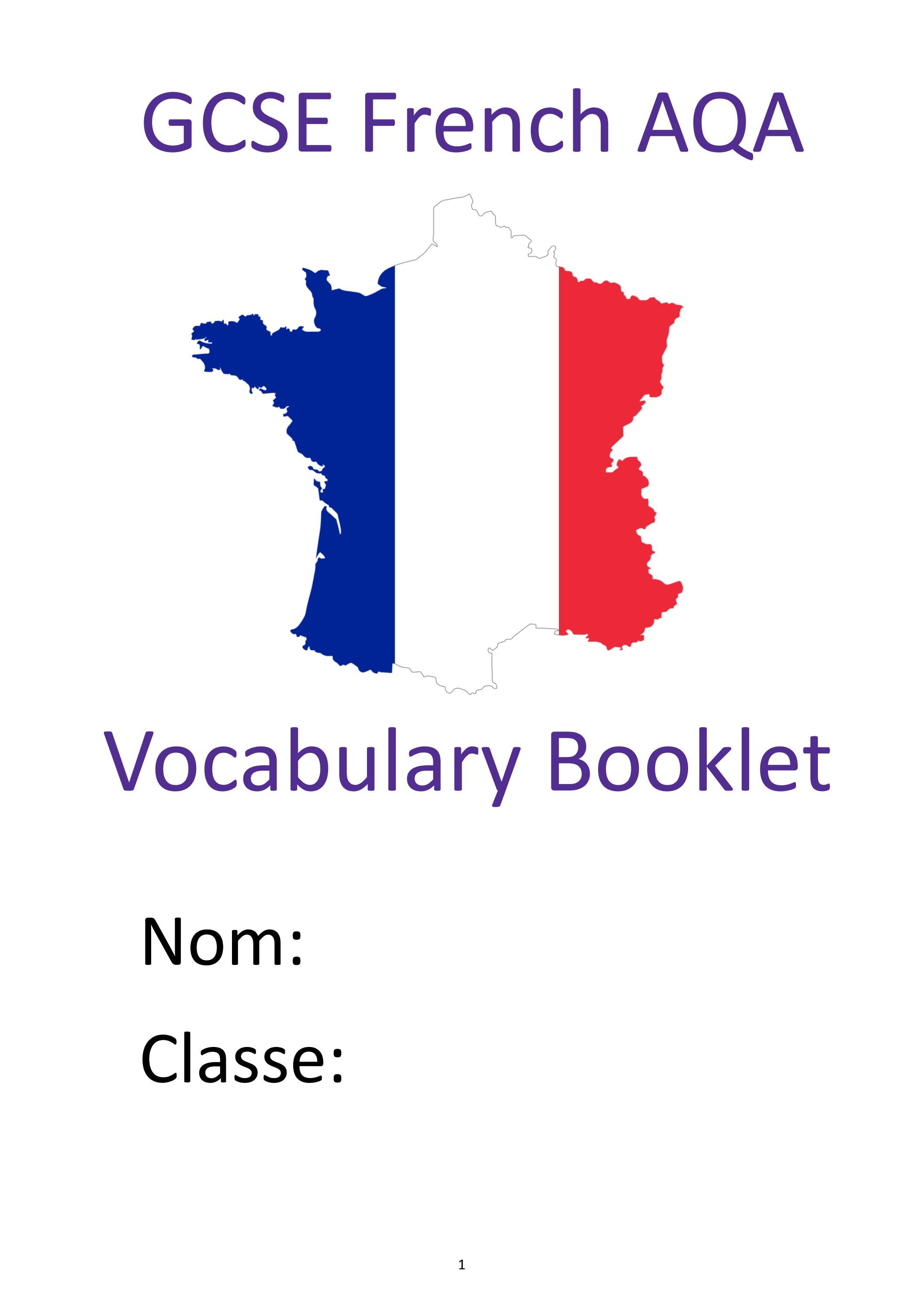 GCSE French Vocabulary Booklet by Sidmouth College - Issuu