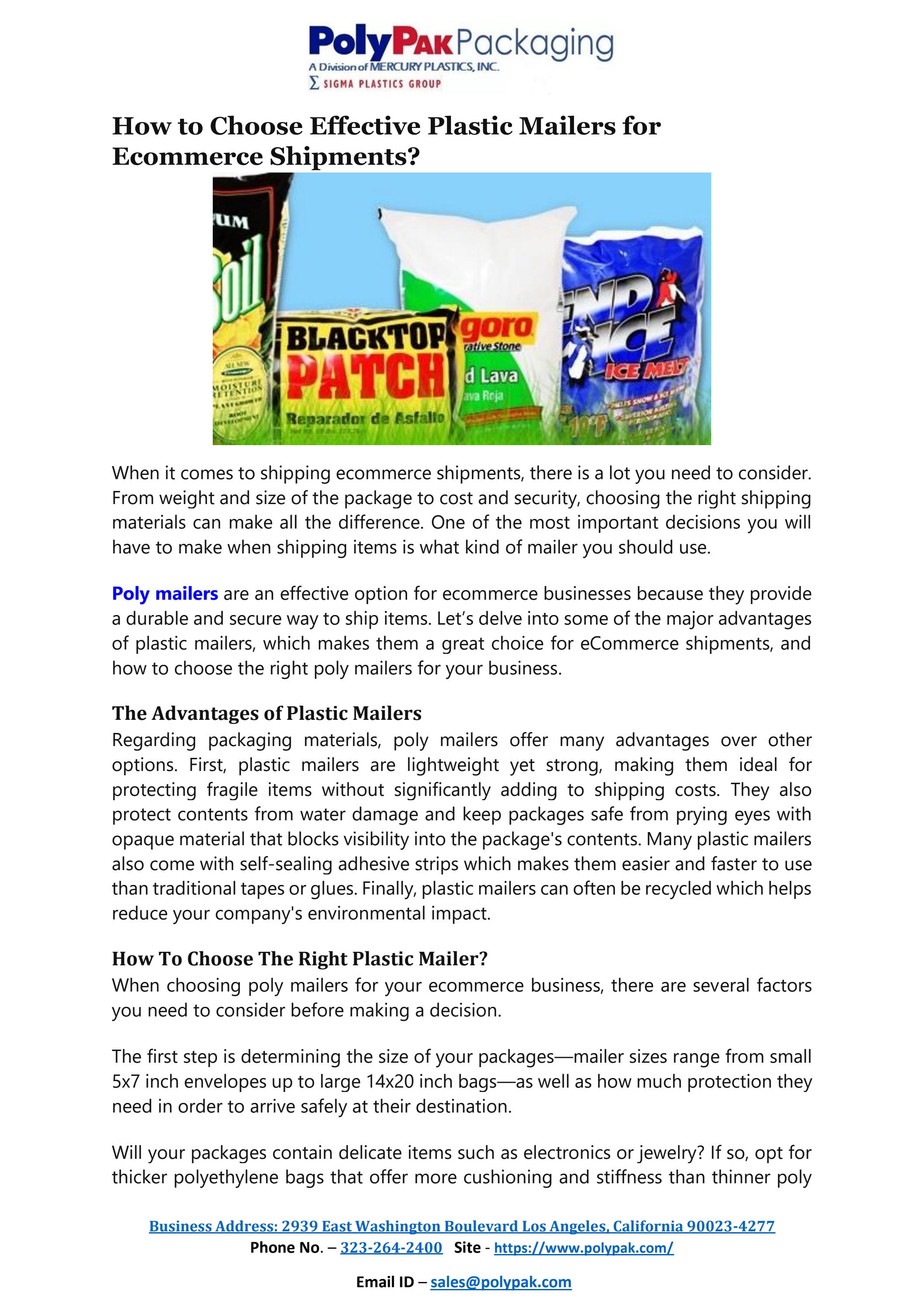 How to Choose Effective Plastic Mailers for Ecommerce Shipments? by PolyPak Packaging - Issuu