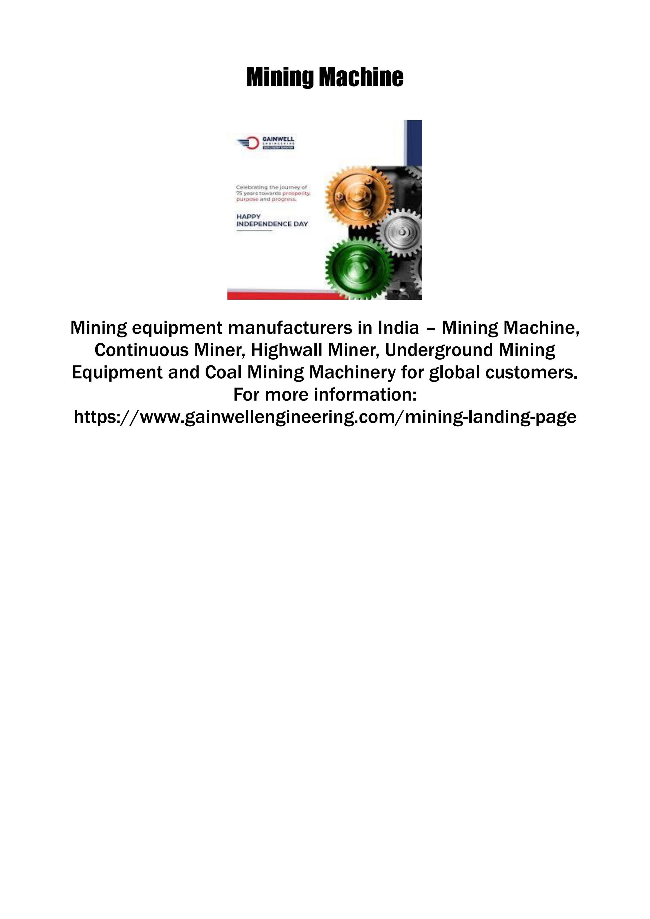 Mining Machine by Gainwell Engineering - Issuu