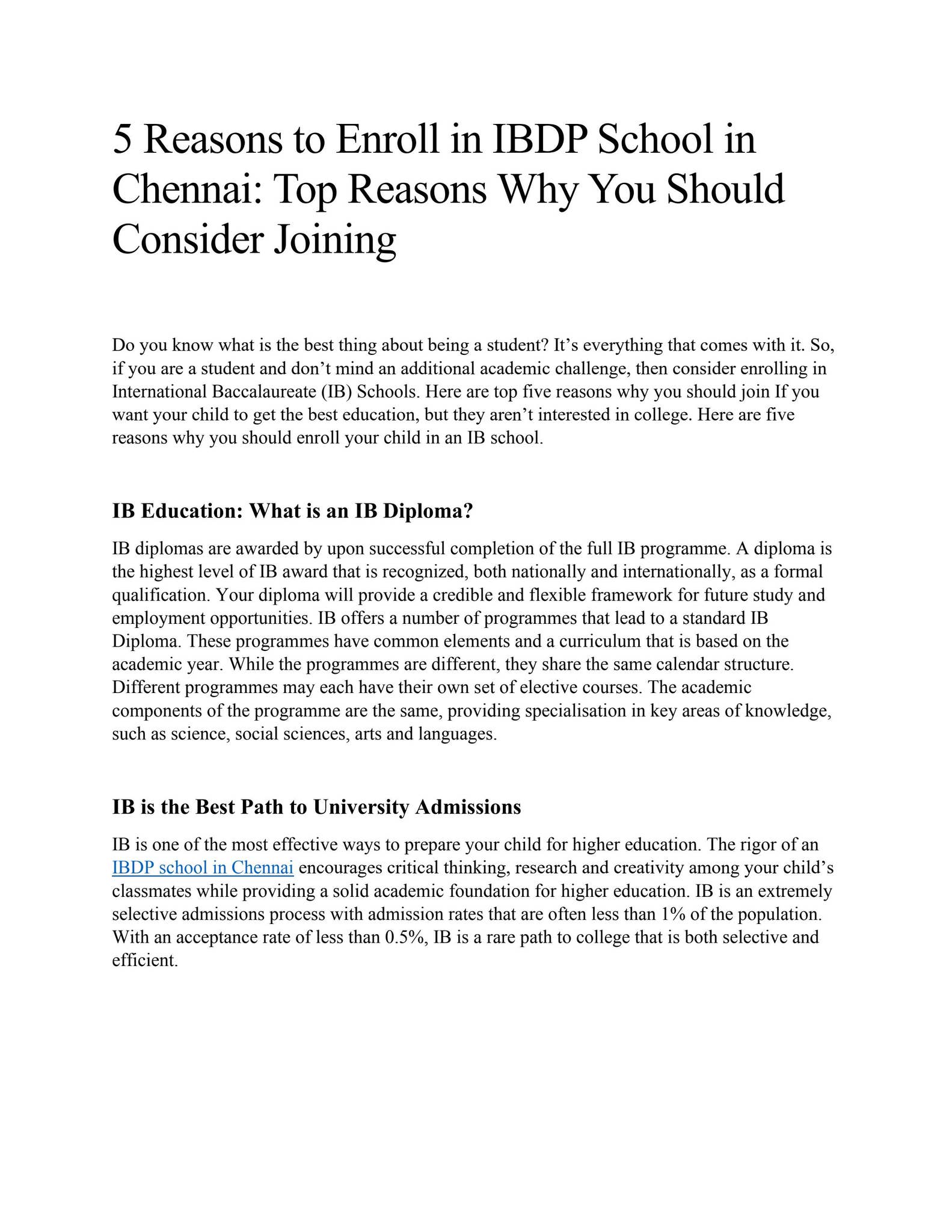 5 Reasons to Enroll in IBDP School in Chennai: Top Reasons Why You ...