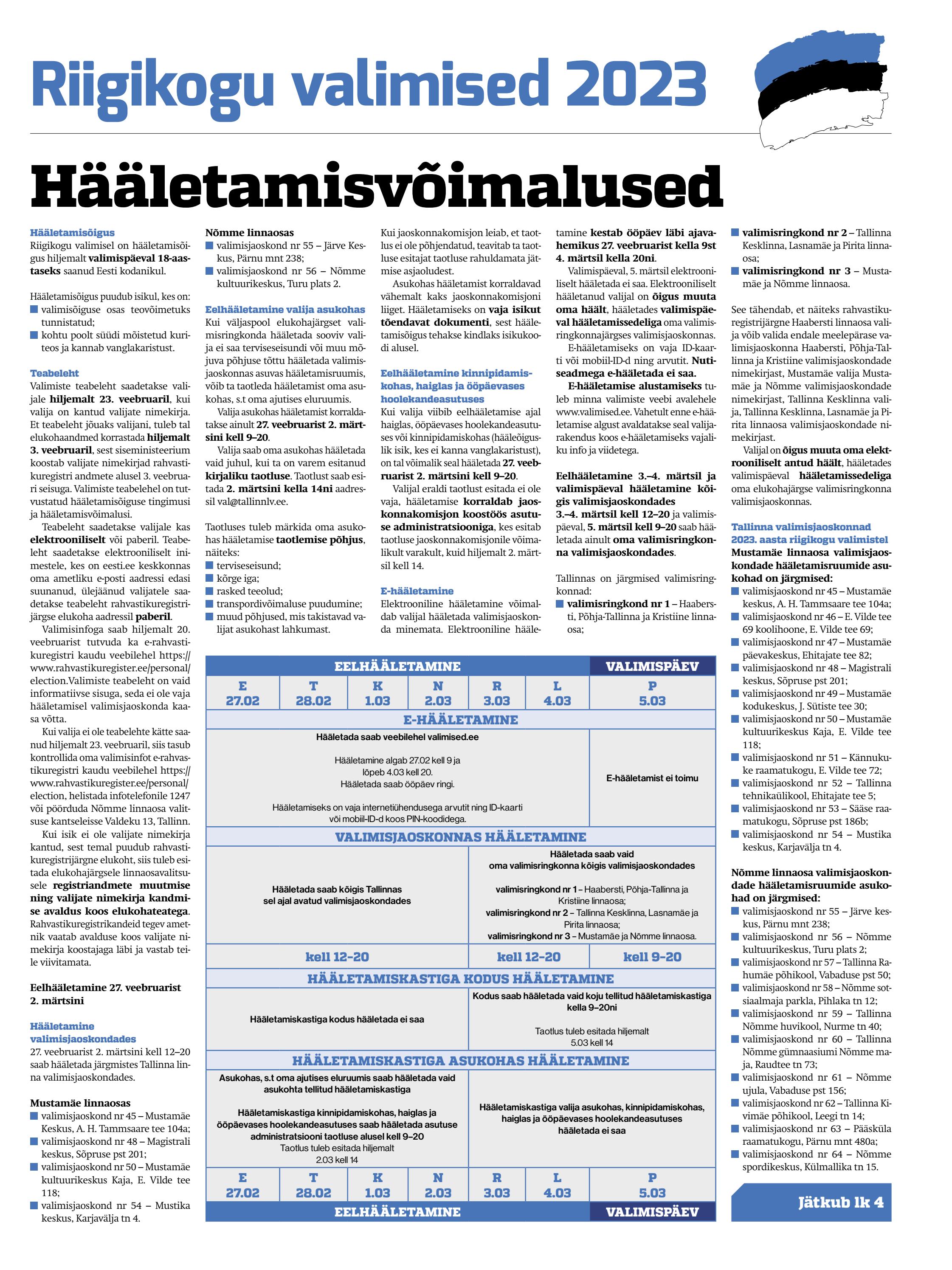 Riigikogu Valimised 2023 Valmisleht By Nõmme Sõnumid Issuu