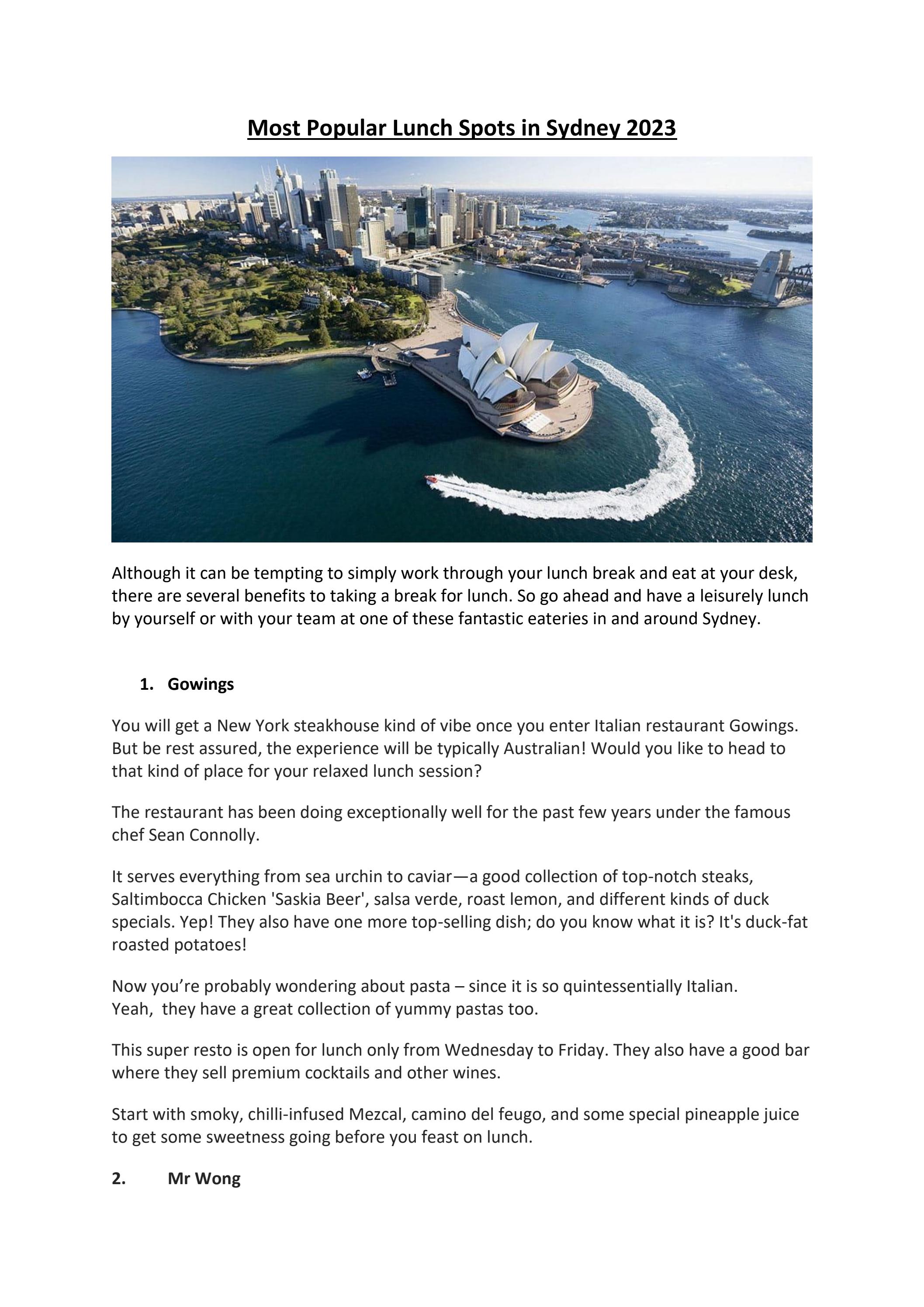 Most Popular Lunch Spots in Sydney 2023 by harley1995 - Issuu