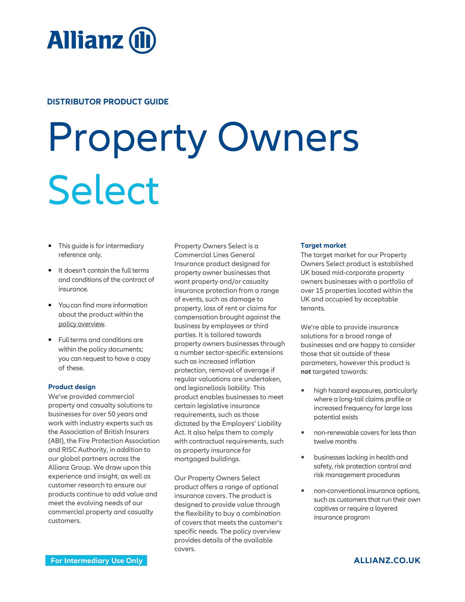 Allianz Property Owners Insurance - Target Market Statement Feb 2023 by ...