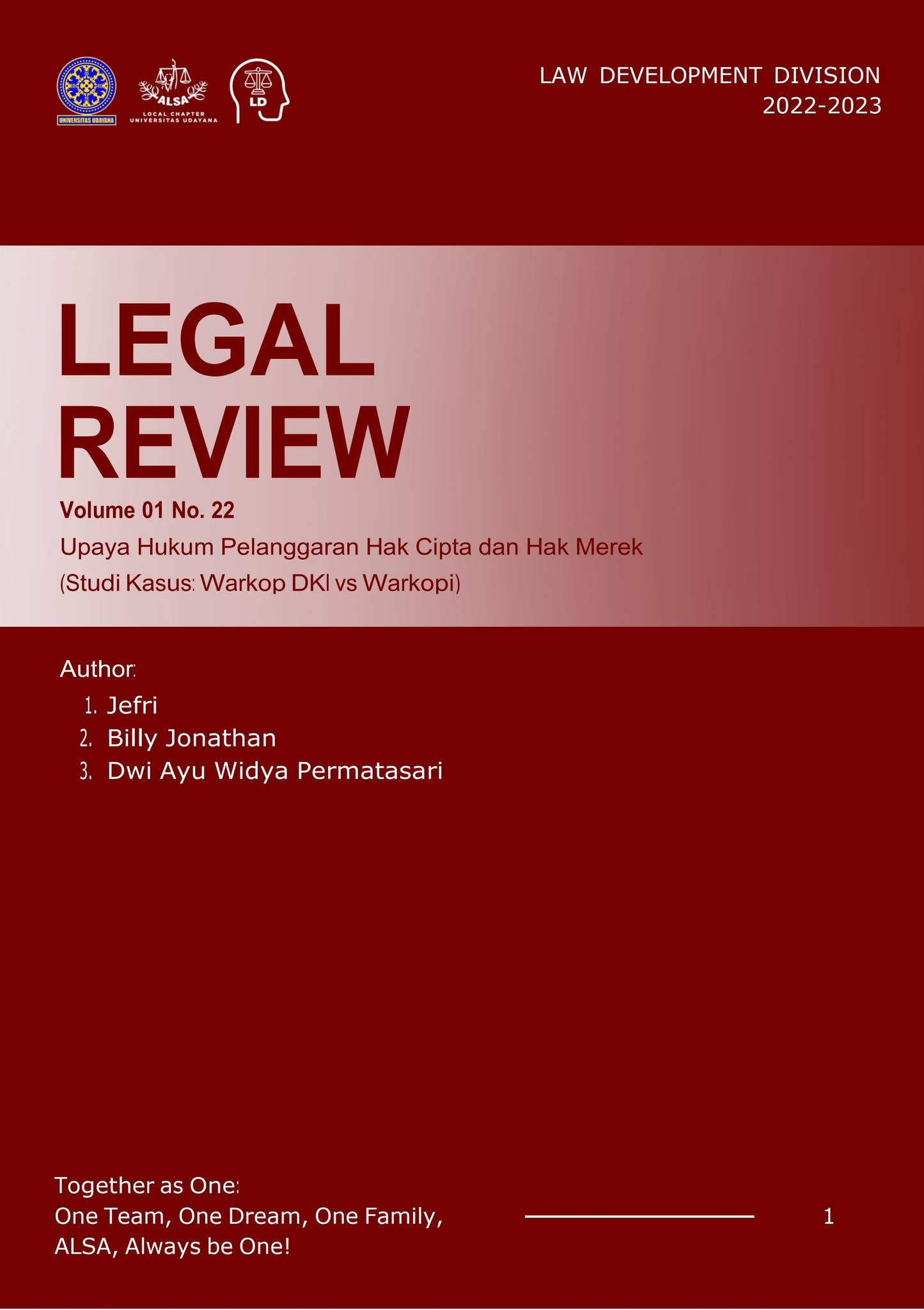 Legal Review Alsa LC Unud Volume 01 No 22 by lawdev.alsaudayana - Issuu