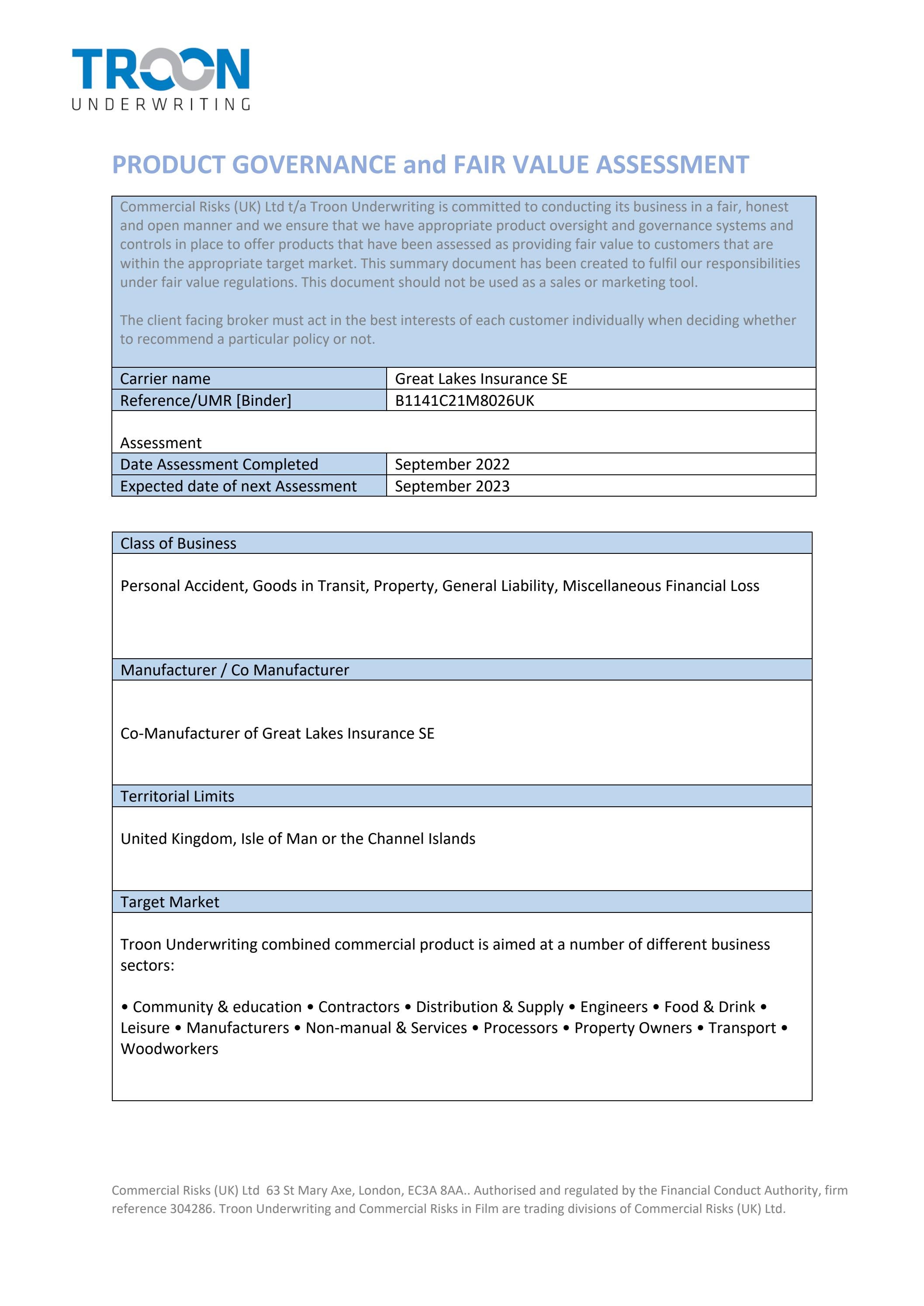 Troon Product Governance and Fair Value Assessment Feb 2023 by Belinda ...