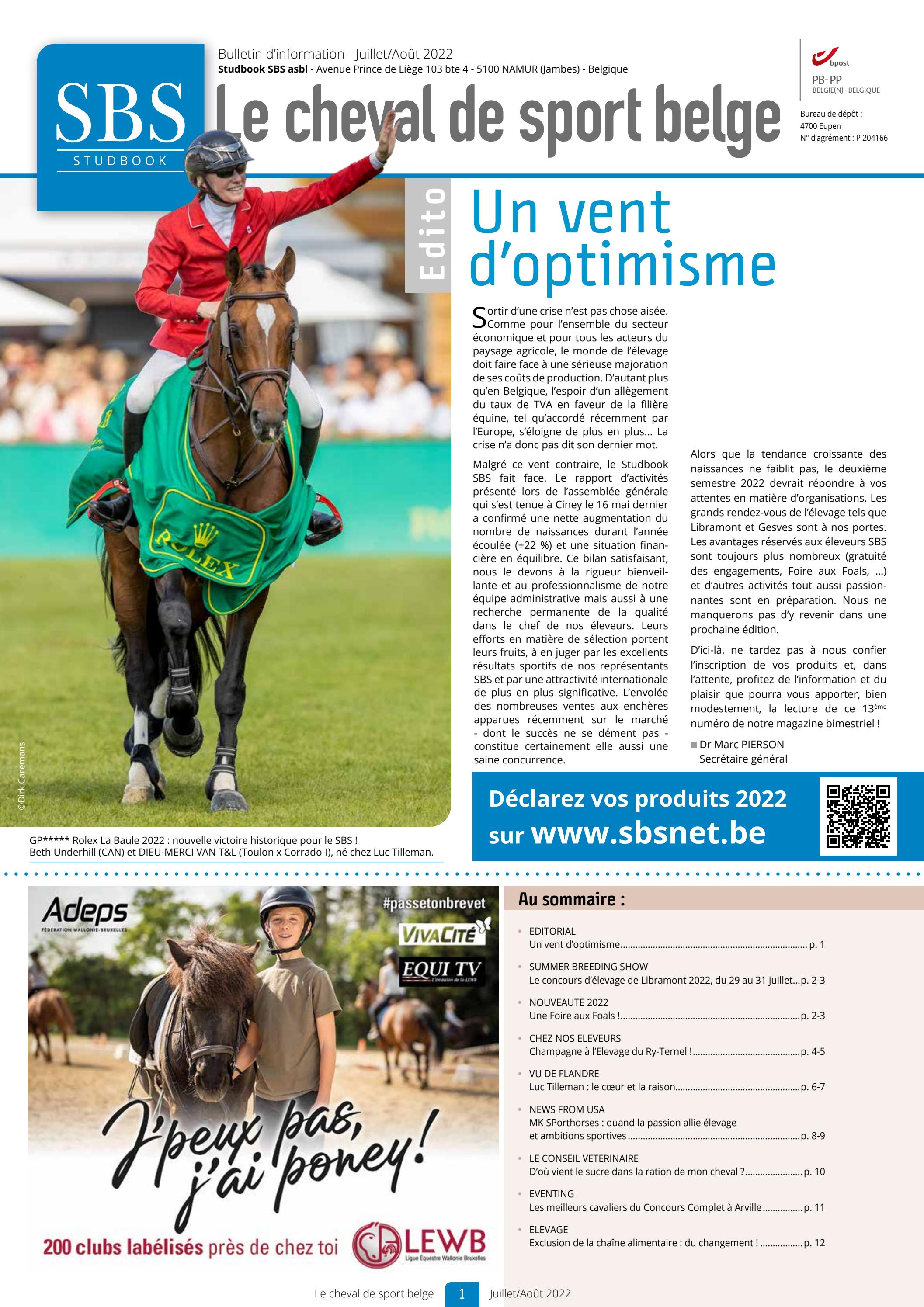 Le cheval de sport belge - juillet/août 2022 by STUDBOOK SBS - Issuu