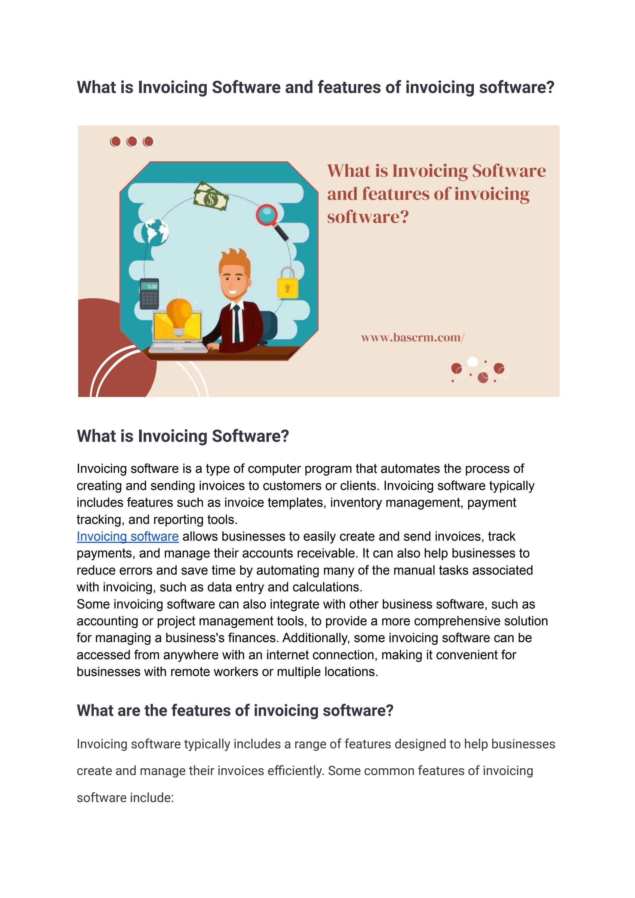 What Is Invoicing Software And Features Of Invoicing Software By
