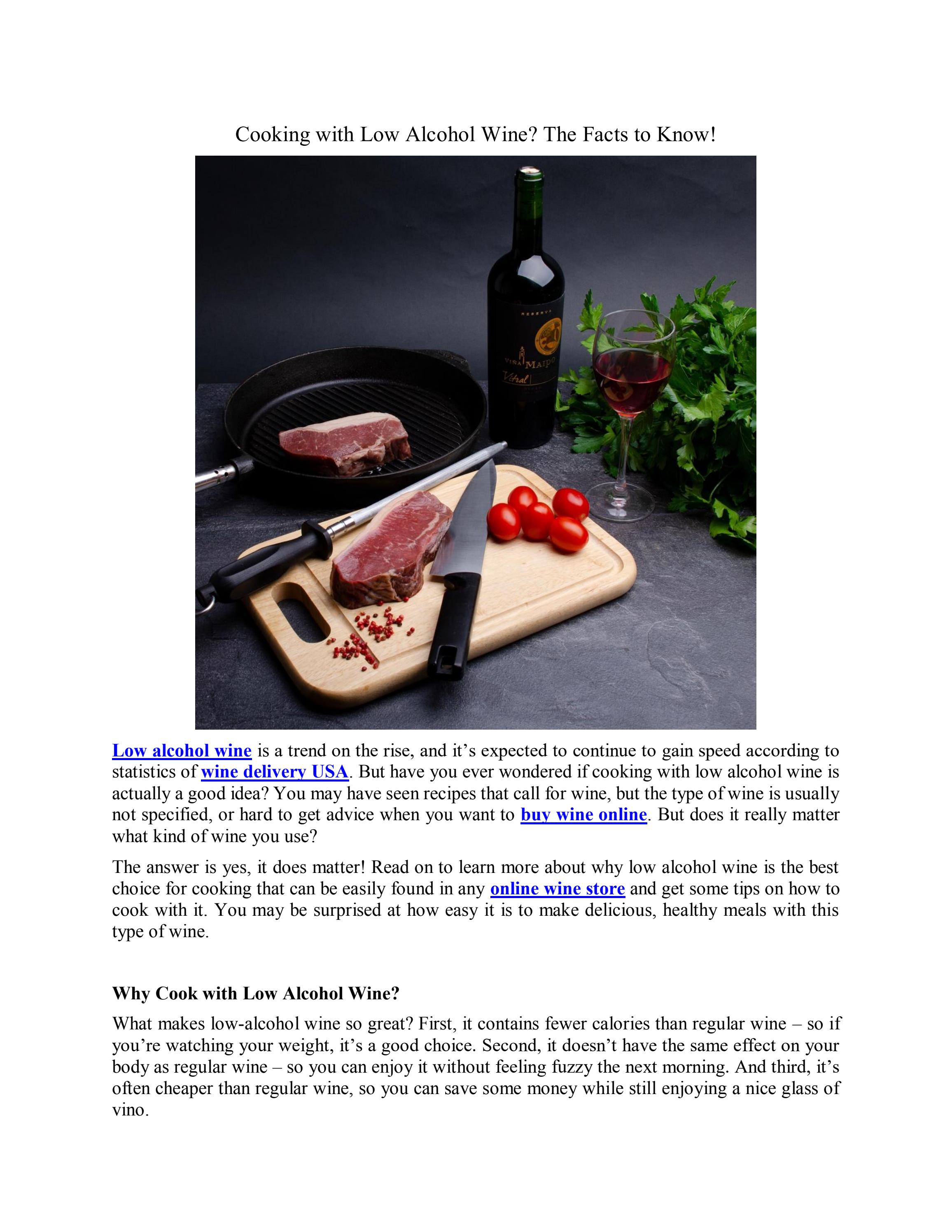 Cooking with Low Alcohol Wine? The Facts to Know! by Bottle Barn - Issuu
