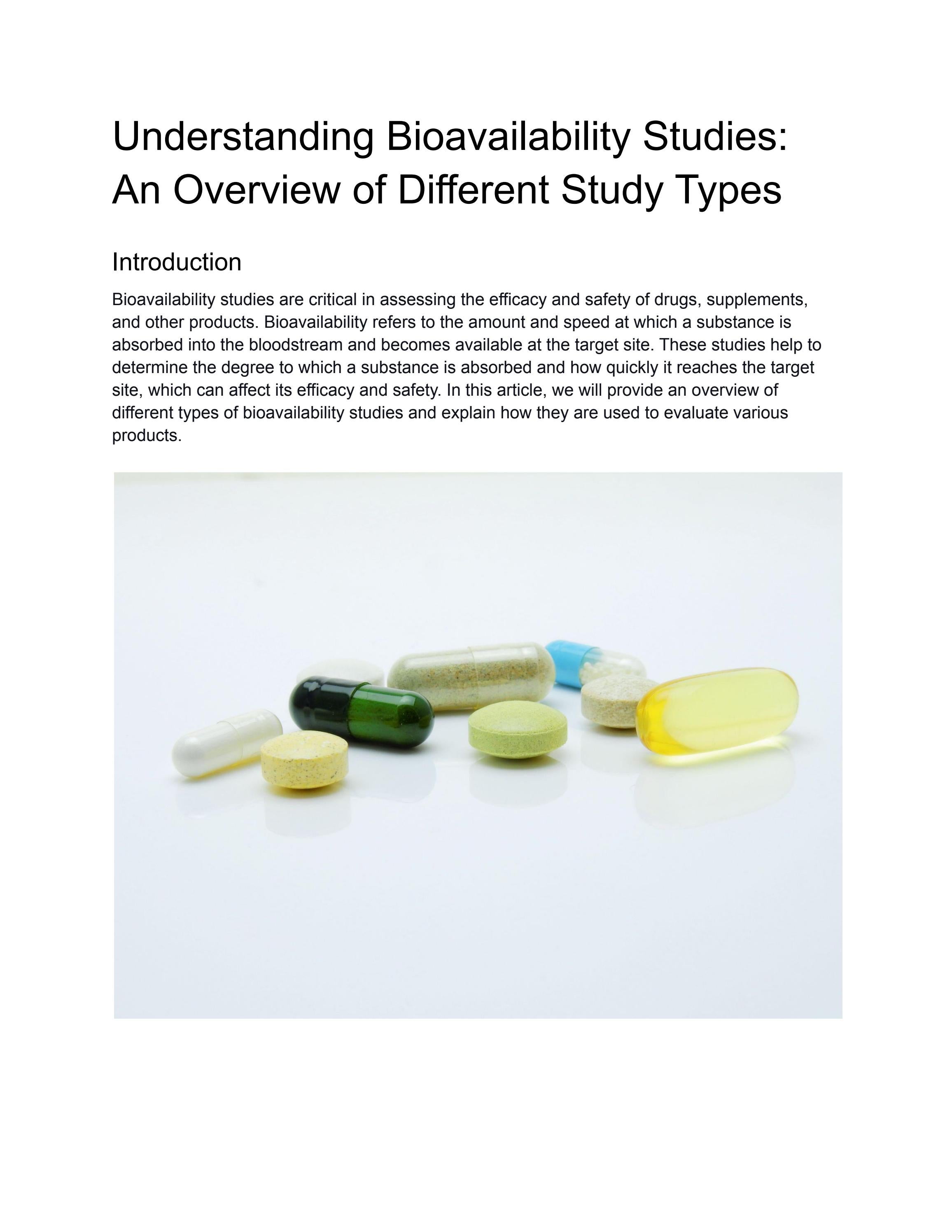 Understanding Bioavailability Studies: An Overview of Different Study ...