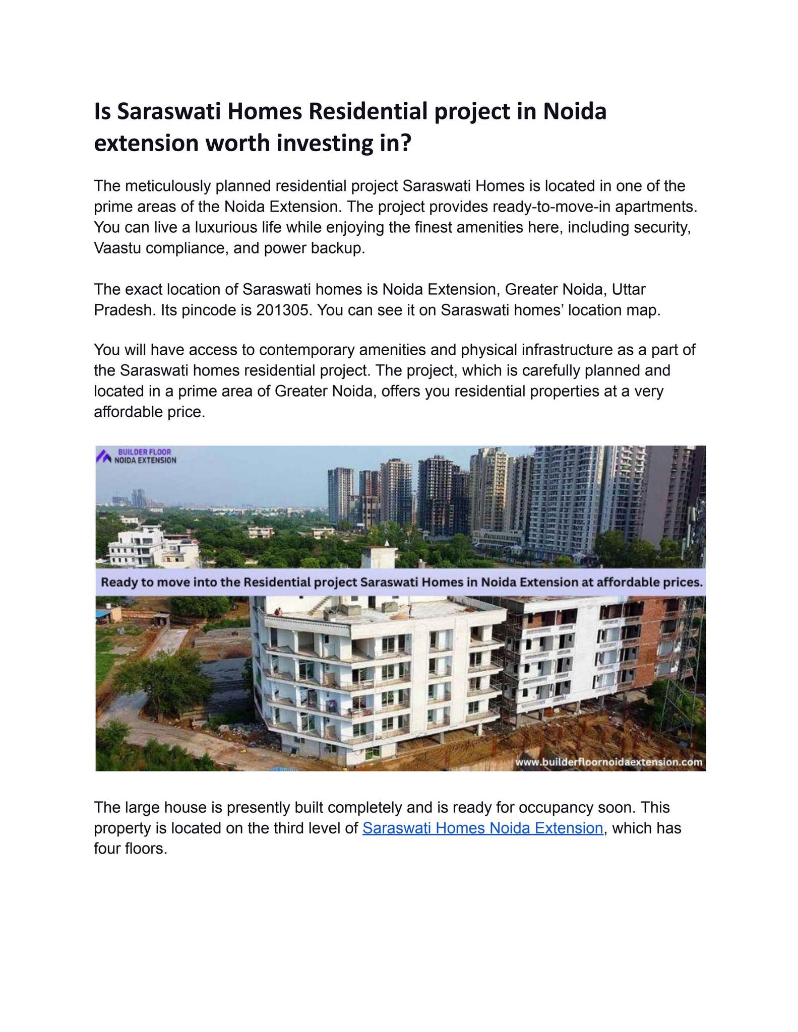 Ready to move into the Residential project Saraswati Homes. by Builder ...