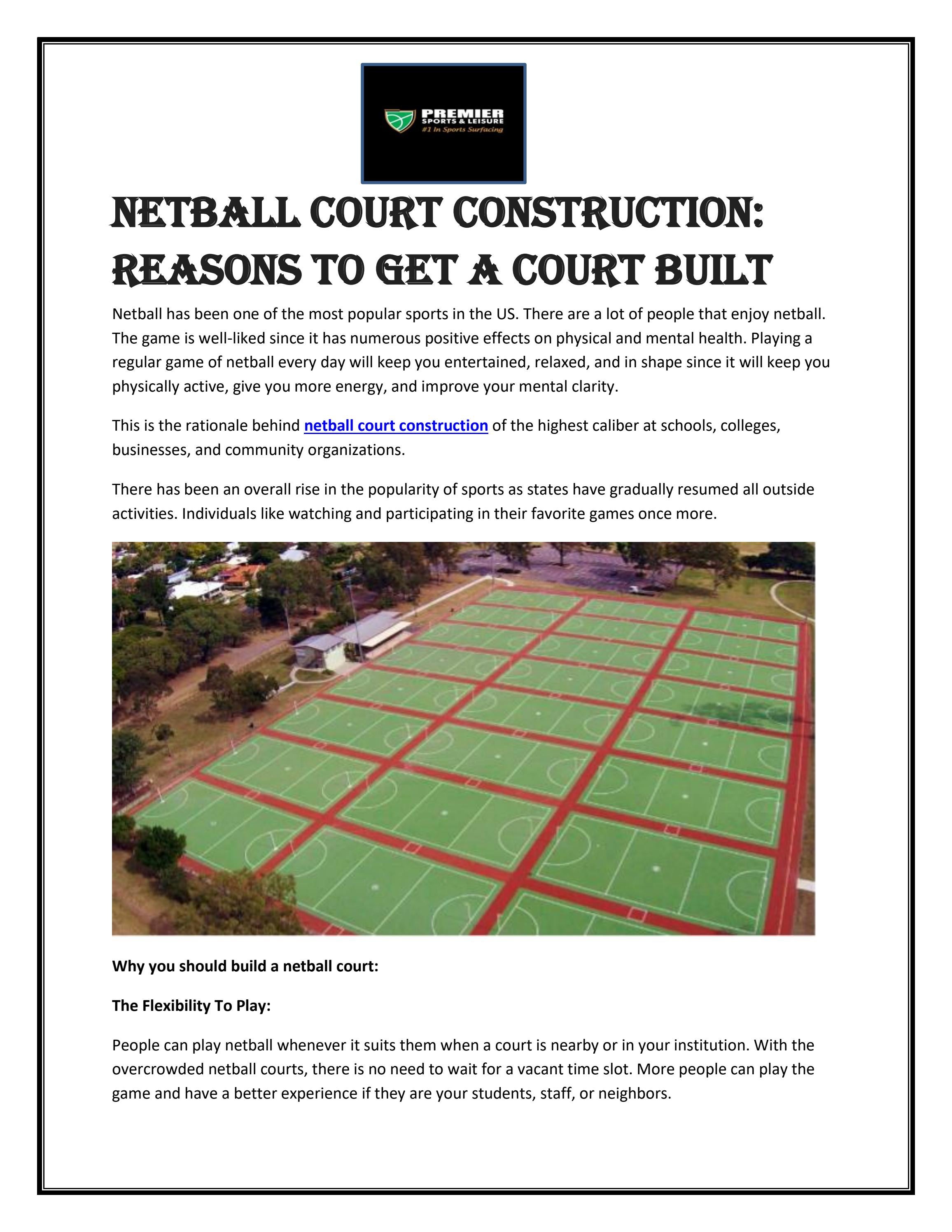Netball Court Construction: Reasons To Get A Court Built by Premier ...