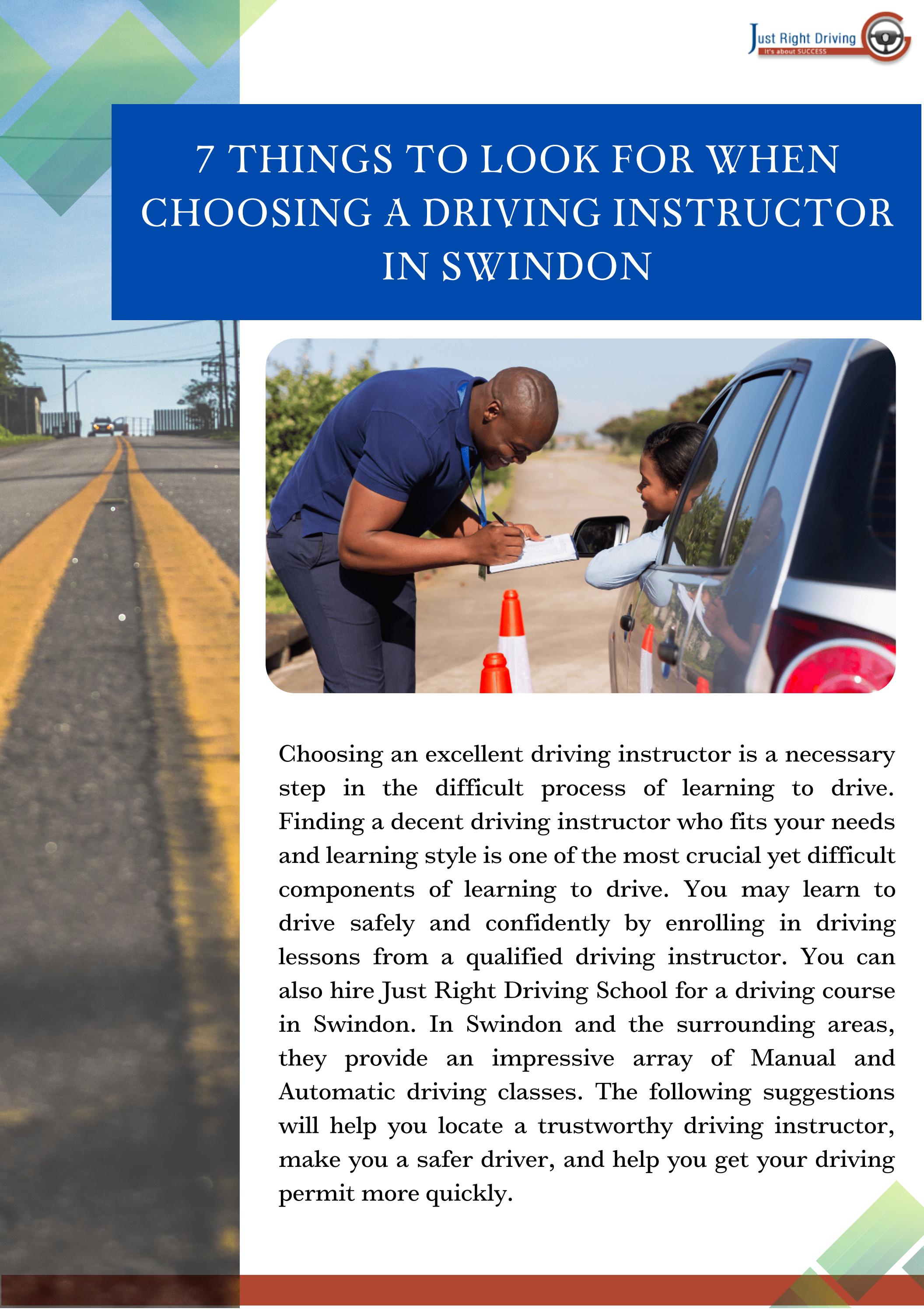 7 THINGS TO LOOK FOR WHEN CHOOSING A DRIVING INSTRUCTOR IN SWINDON by ...