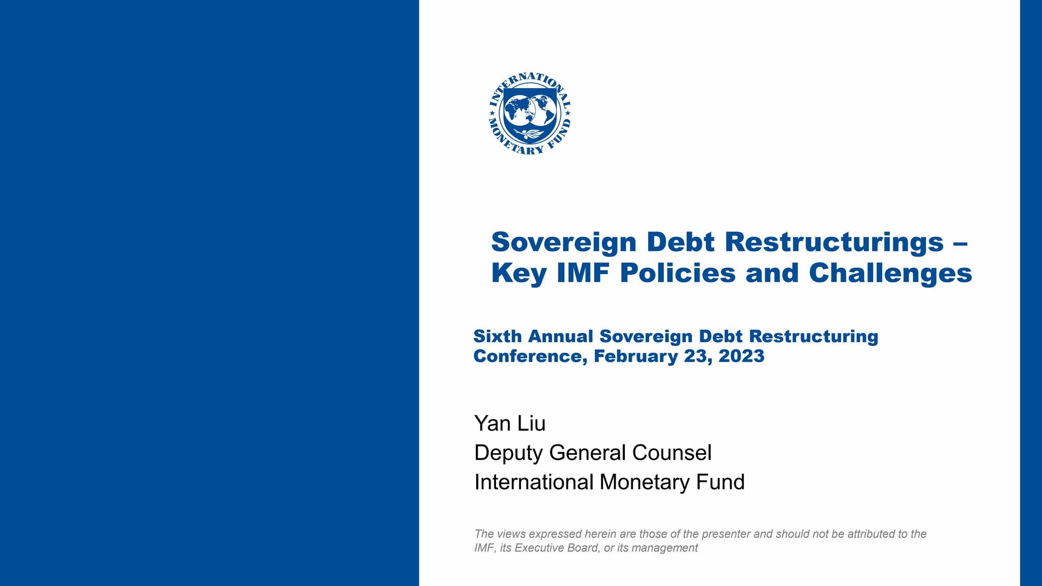 Sovereign Debt Restructurings – Key IMF Policies and Challenges by ...
