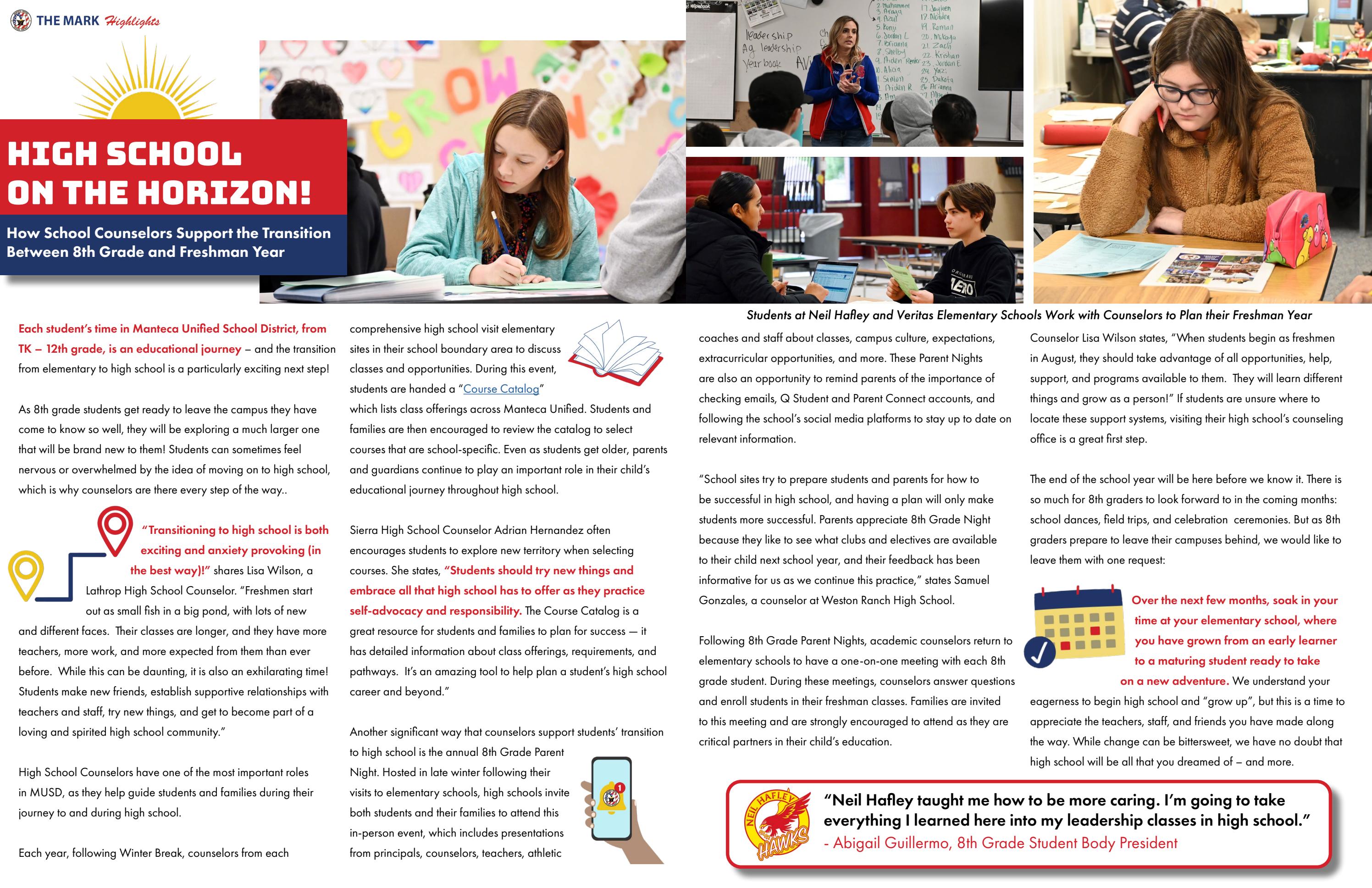 High School on the Horizon: How School Counselors Support 8th Grade ...