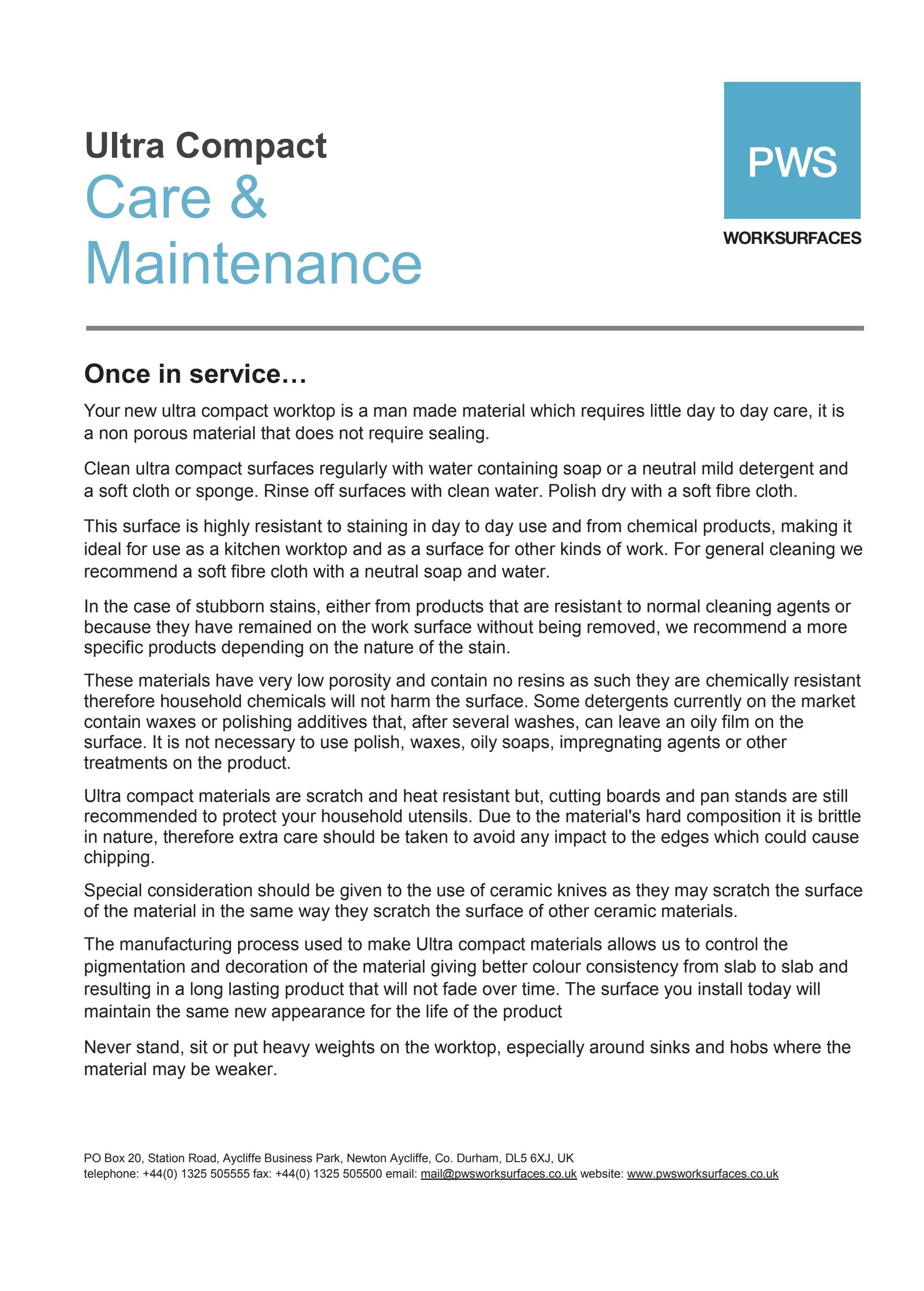 Ultra Compact Care & Maintenance by PWS Distributors Ltd - Issuu