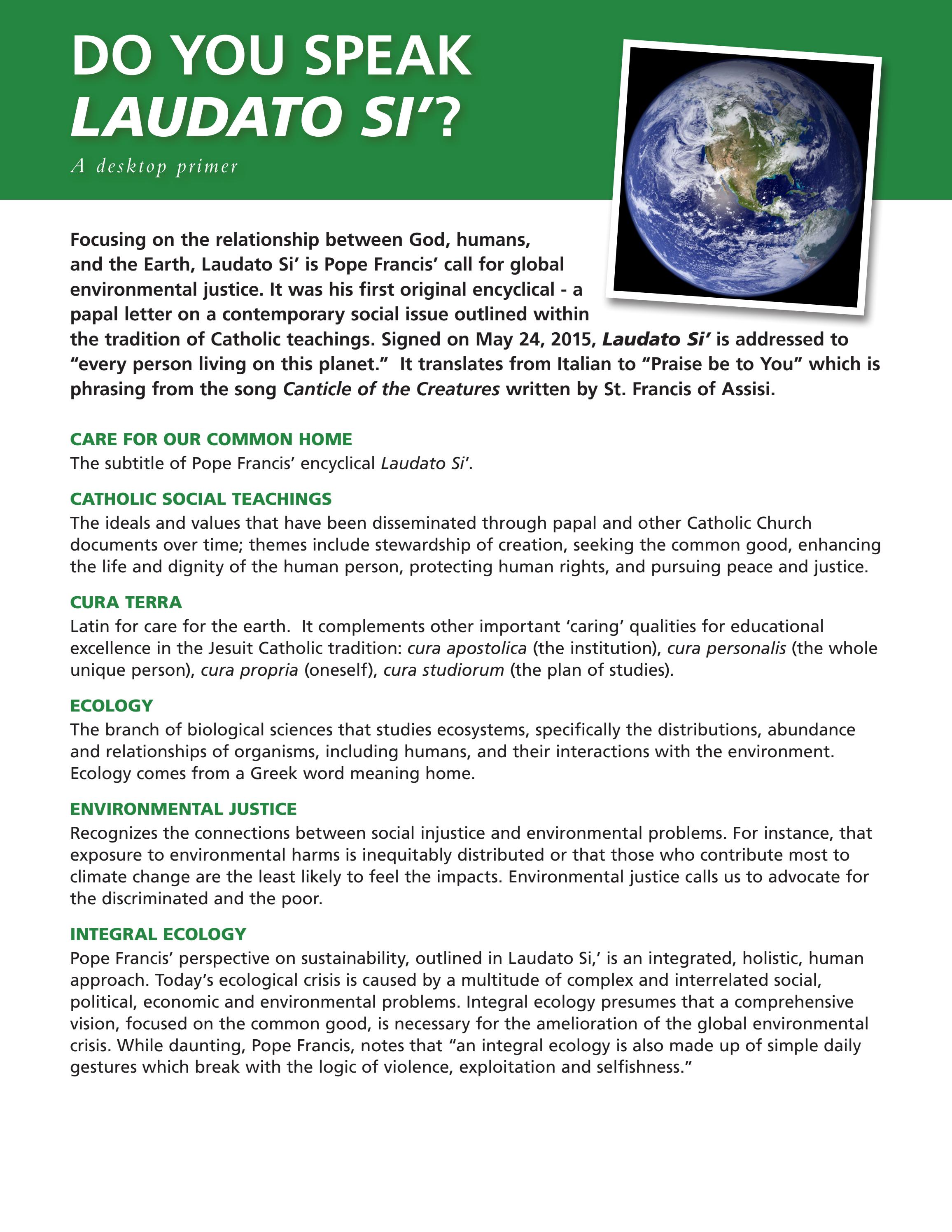 Do You Speak Laudato Si'? by Jesuit Resource - Issuu